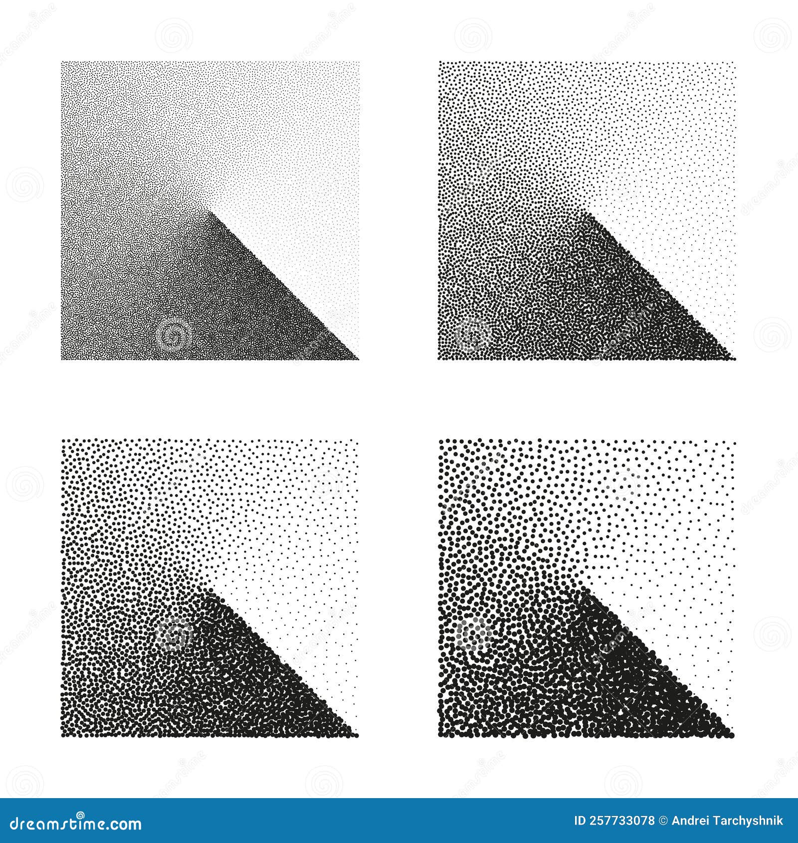 Square Shaped Dotted Objects, Stipple Elements. Stippling, Dotwork ...