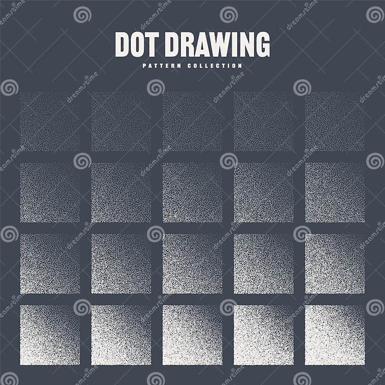 Square Shaped Dotted Objects, Stipple Elements. Stippling, Dotwork ...