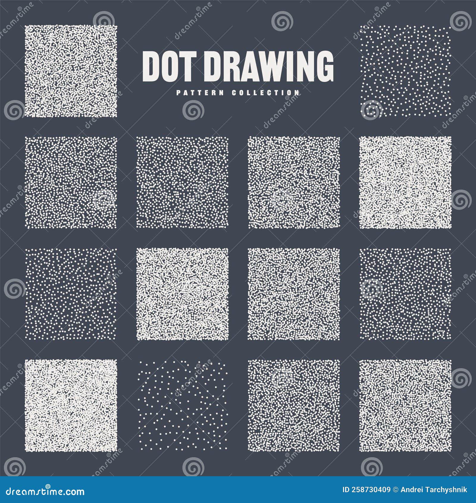 Square Shaped Dotted Objects, Stipple Elements. Stippling, Dotwork ...