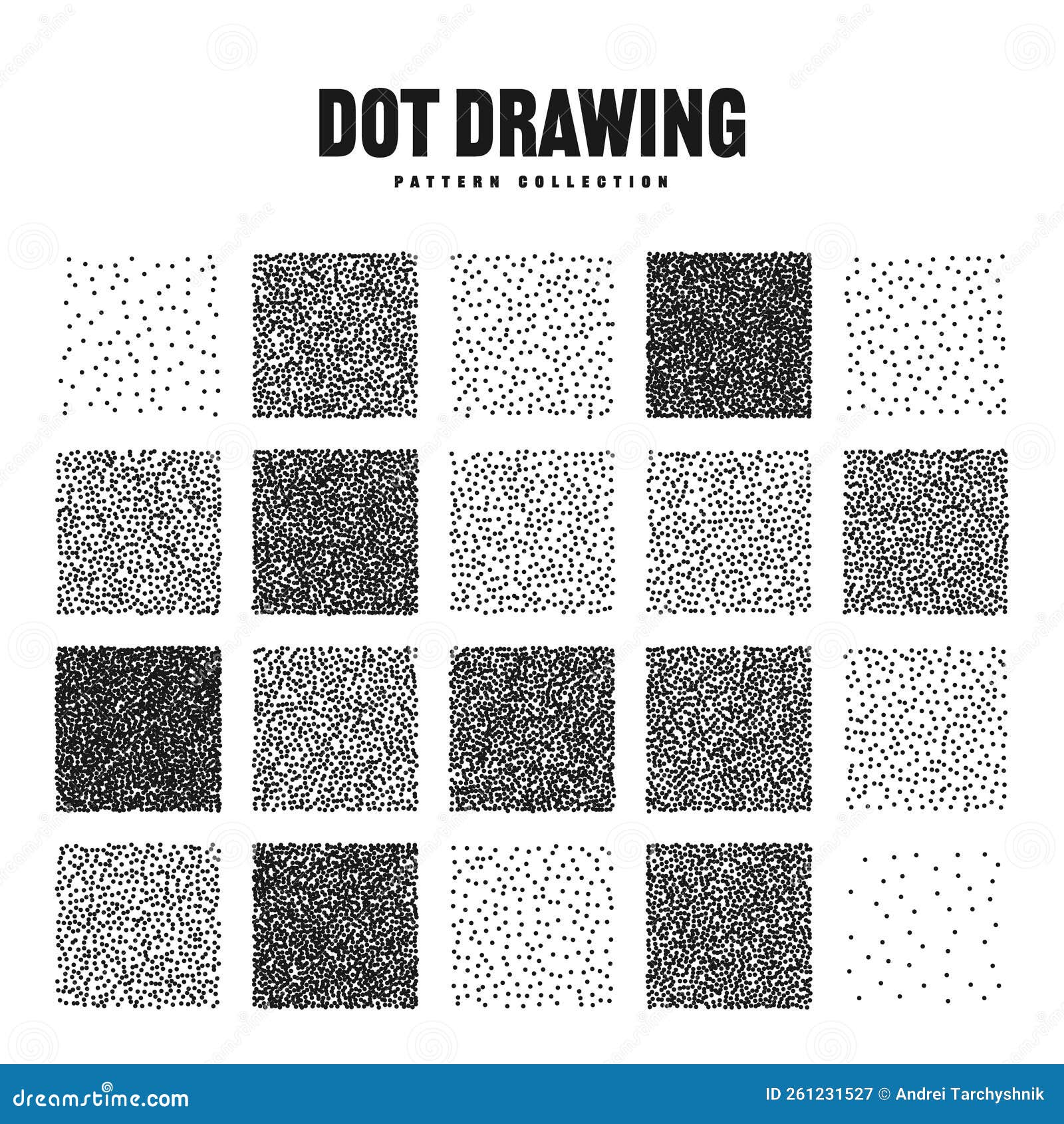Square Shaped Dotted Objects, Stipple Elements. Stippling, Dotwork ...