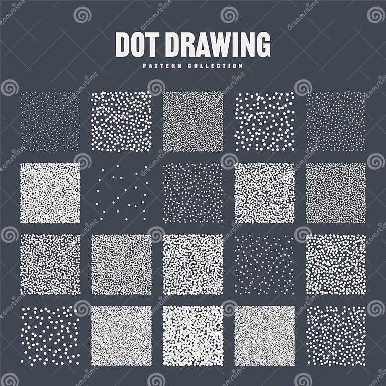 Square Shaped Dotted Objects, Stipple Elements. Stippling, Dotwork ...