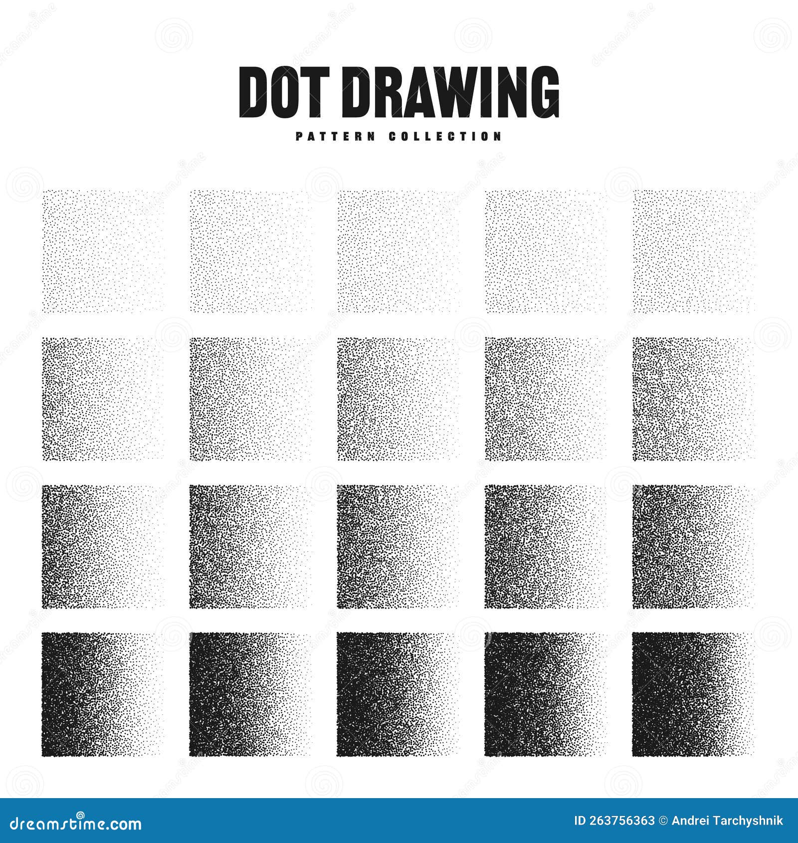 Square Shaped Dotted Objects, Stipple Elements. Stippling, Dotwork ...