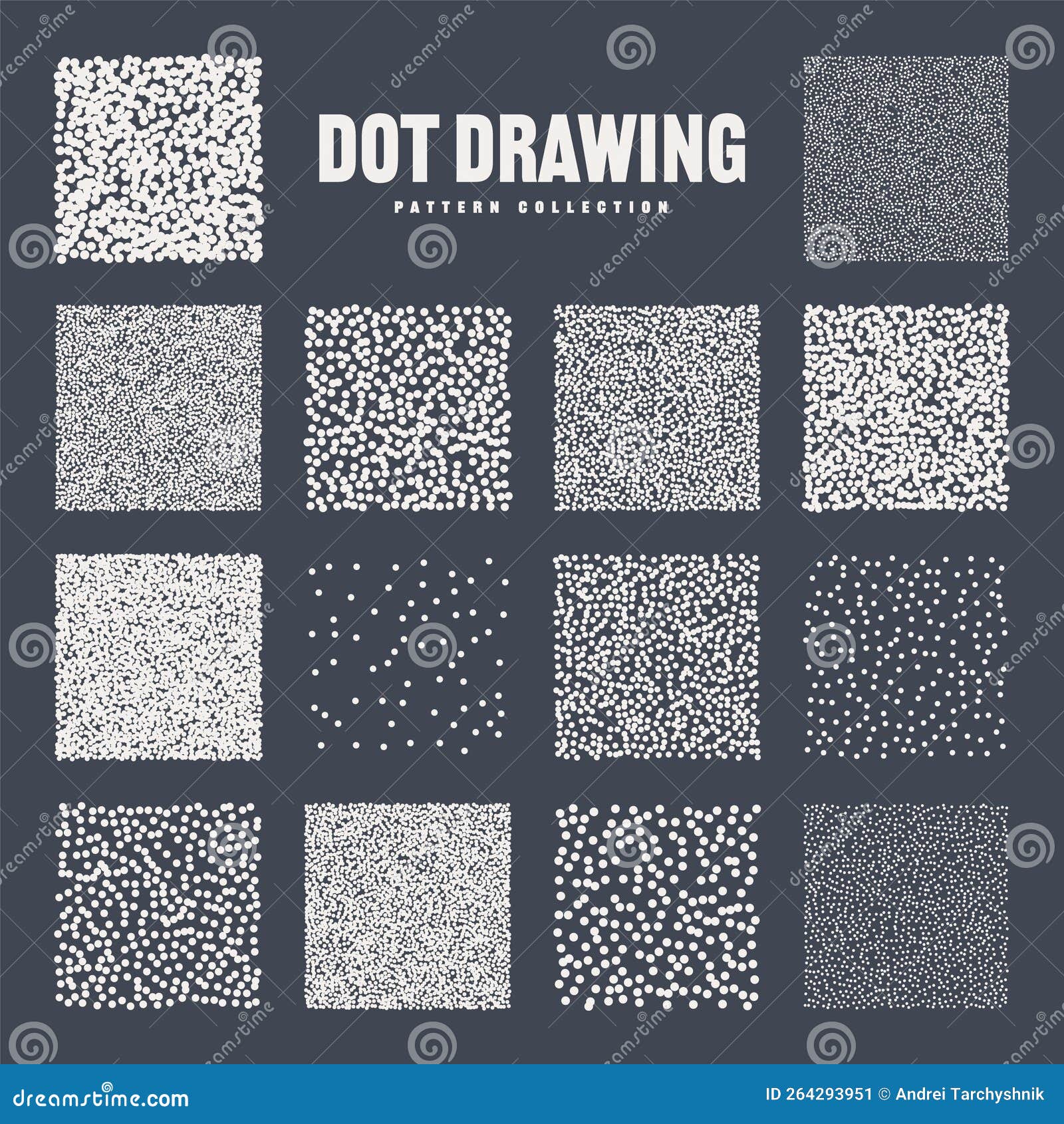 Square Shaped Dotted Objects, Stipple Elements. Stippling, Dotwork ...