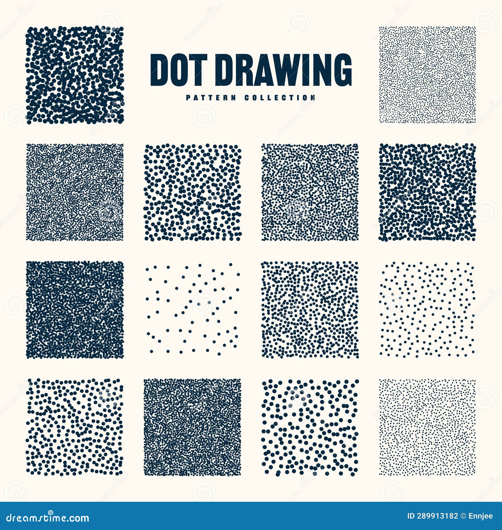 Square Shaped Dotted Objects, Vintage Stipple Elements. Stippling ...