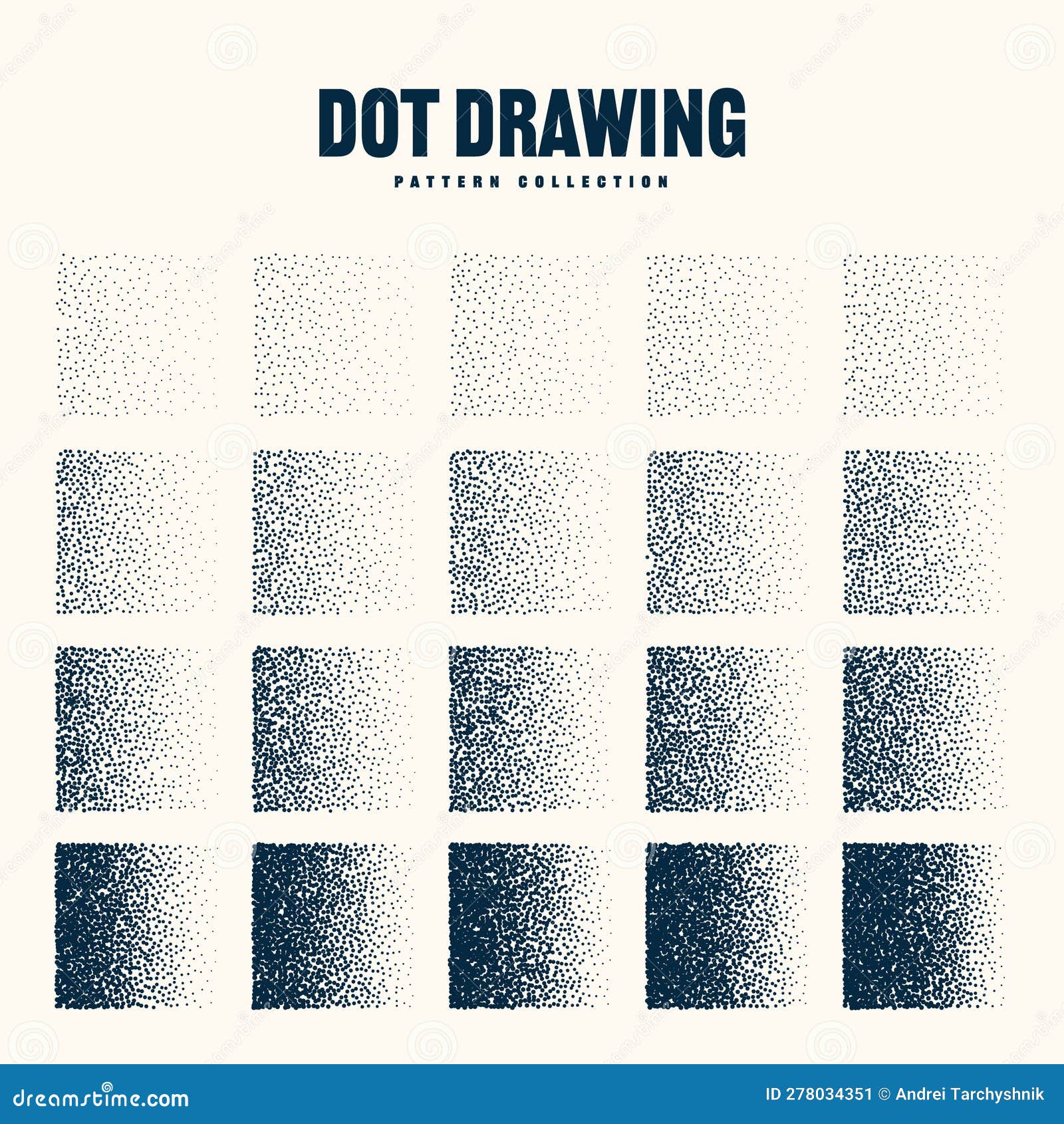 Square Shaped Dotted Objects, Vintage Stipple Elements. Stippling ...
