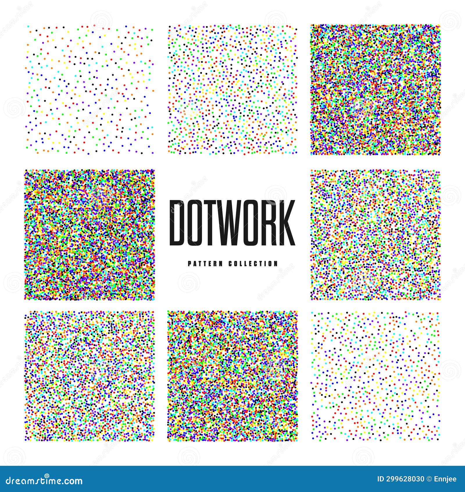 Square Shaped Dotted Objects, Vintage Stipple Elements. Stippling ...