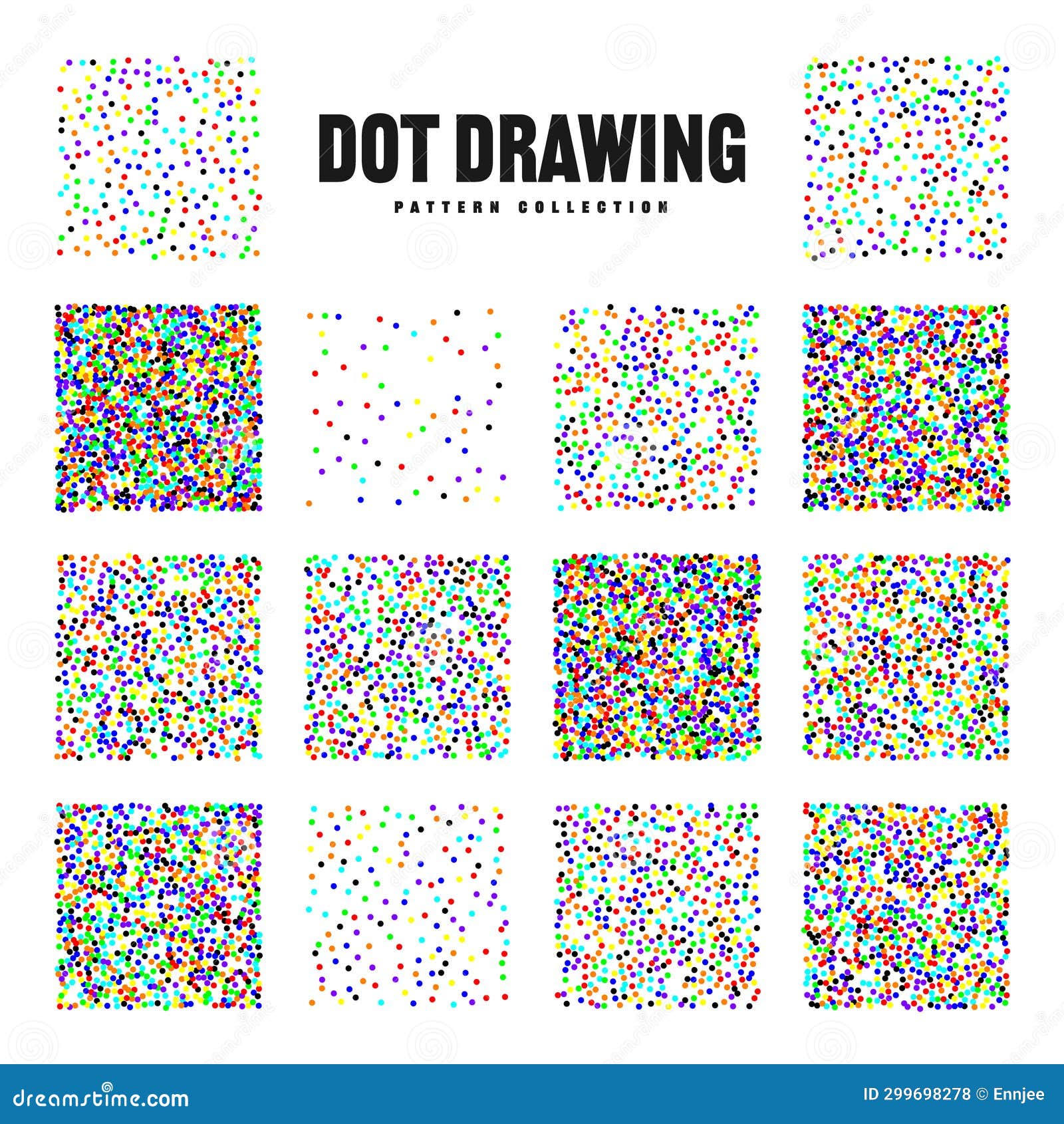 Square Shaped Dotted Objects, Vintage Stipple Elements. Stippling ...