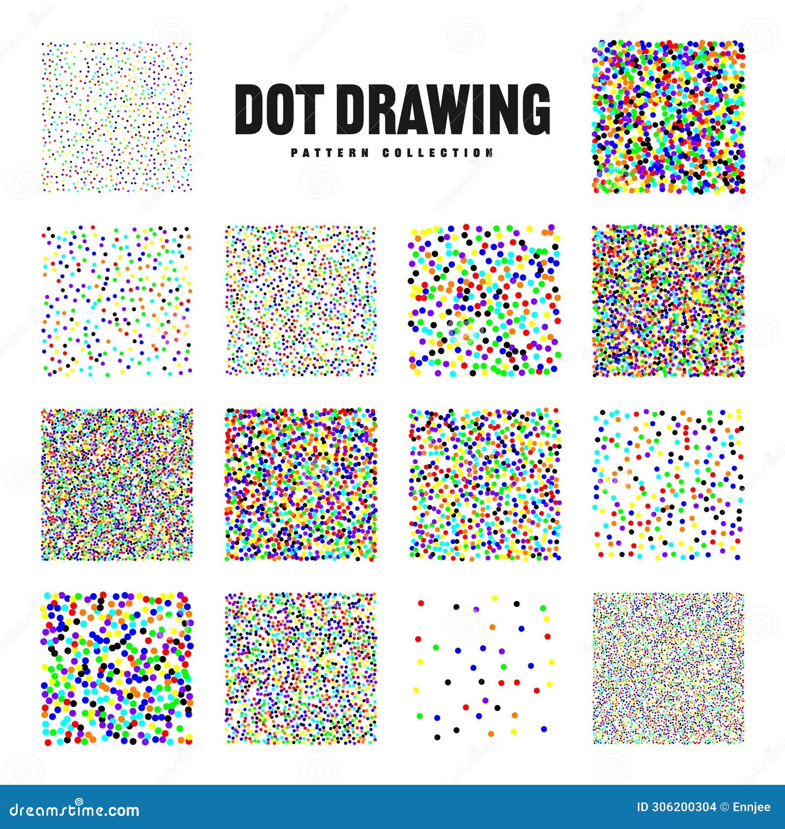 Square Shaped Dotted Objects, Vintage Stipple Elements. Stippling ...