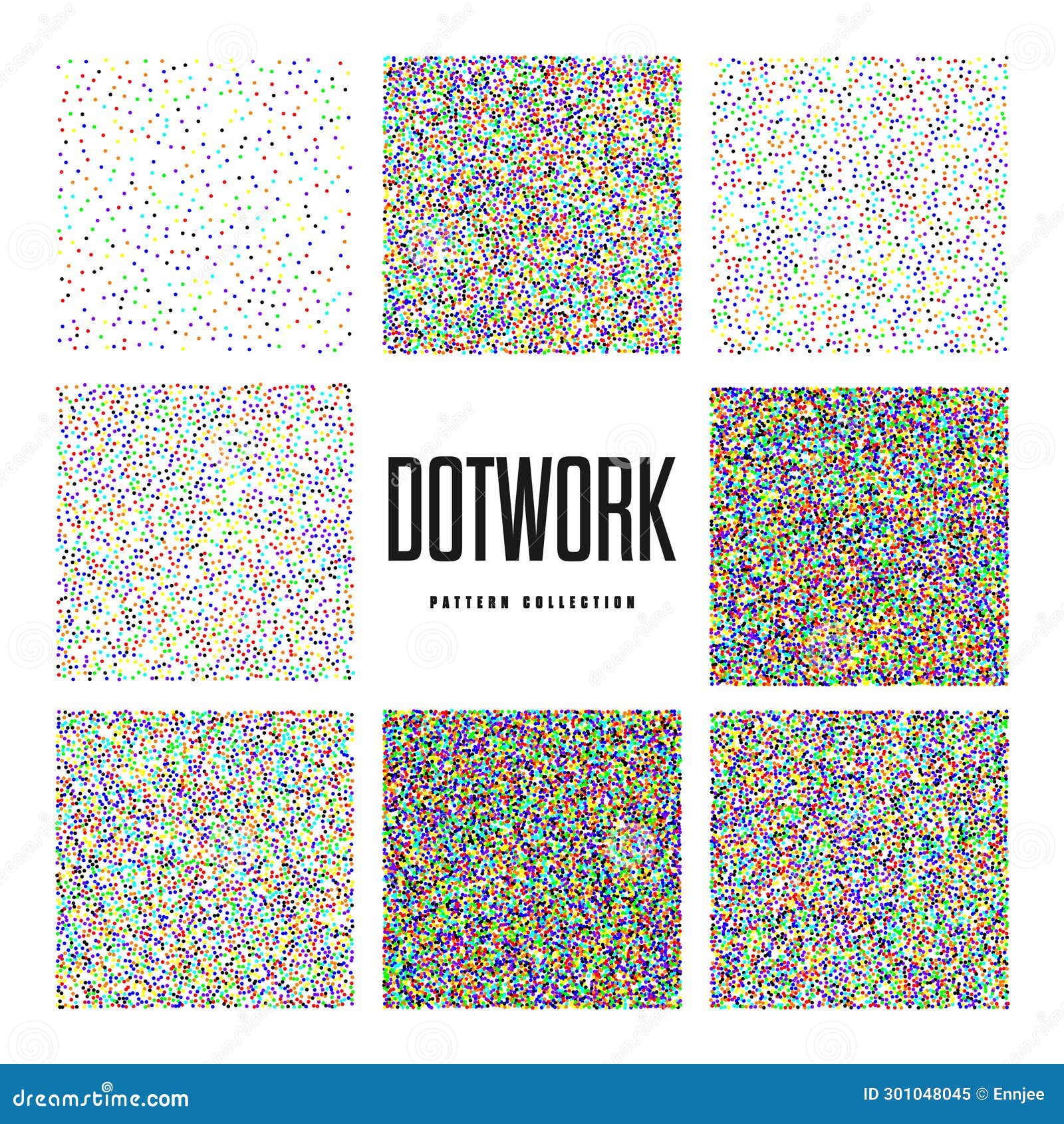 Square Shaped Dotted Objects, Vintage Stipple Elements. Stippling ...