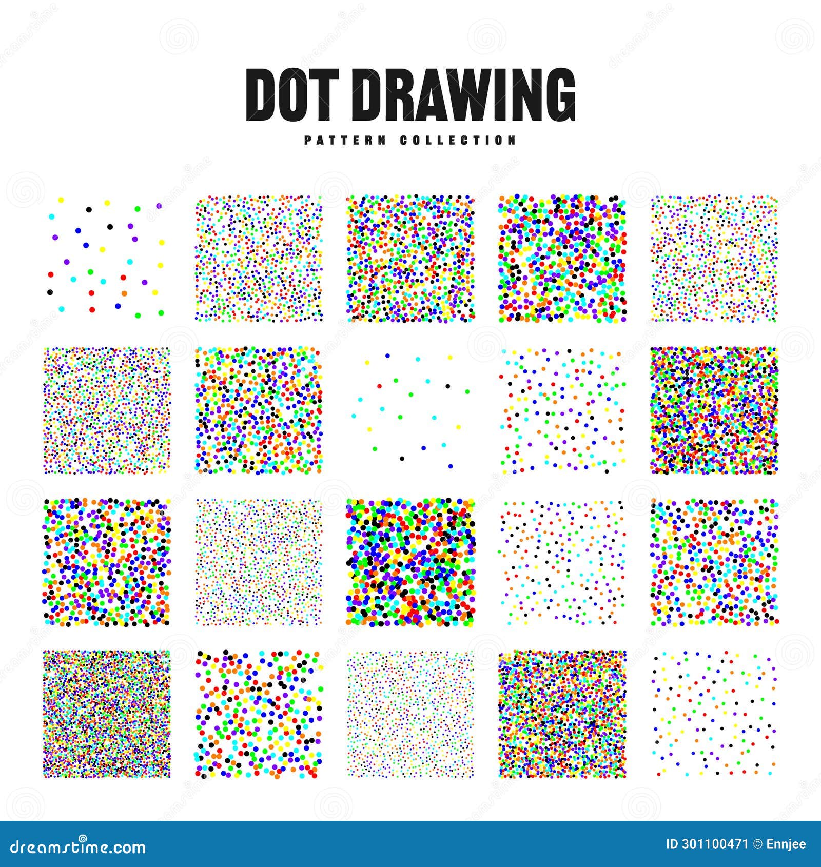 Square Shaped Dotted Objects, Vintage Stipple Elements. Stippling ...