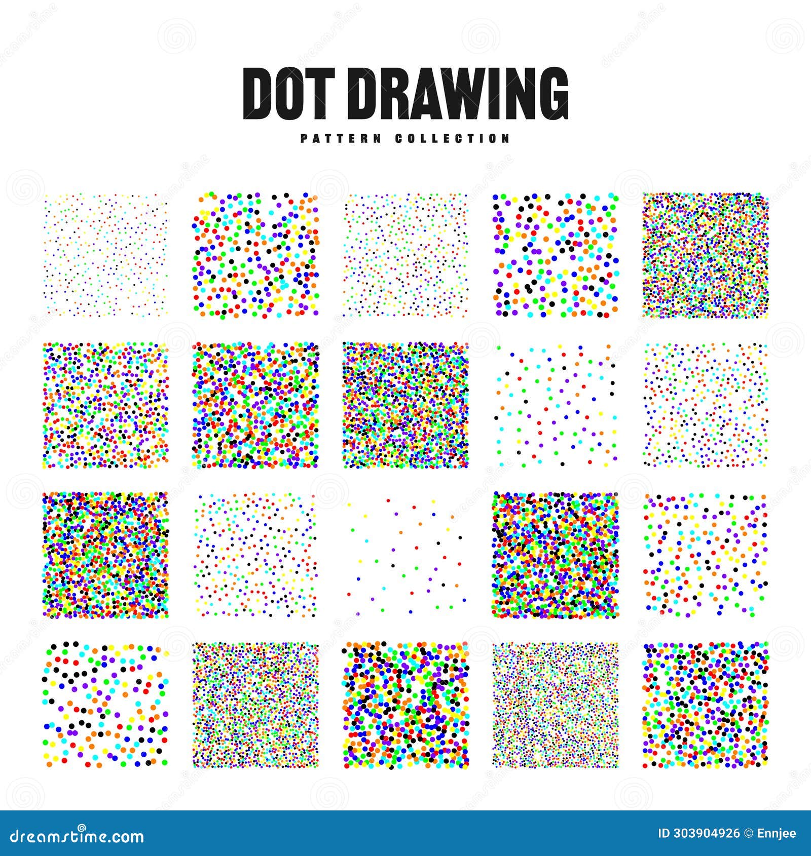 Square Shaped Dotted Objects, Vintage Stipple Elements. Stippling ...