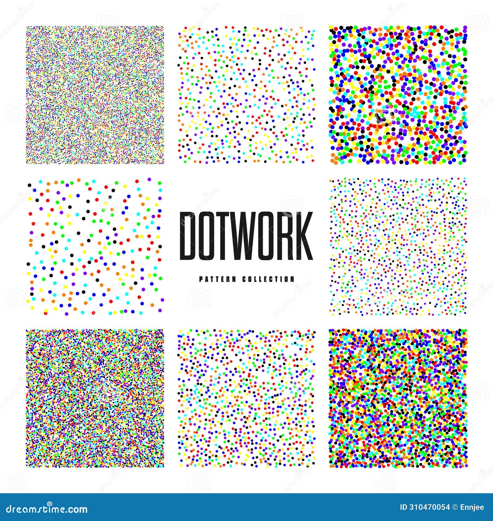 Square Shaped Dotted Objects, Vintage Stipple Elements. Stippling ...