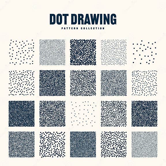 Square Shaped Dotted Objects, Vintage Stipple Elements. Stippling ...