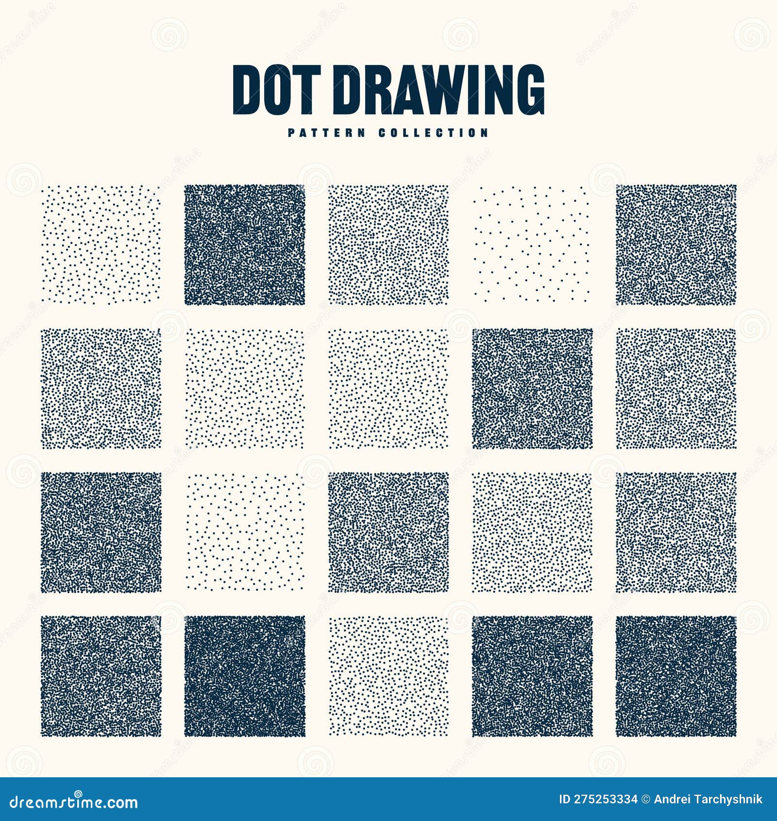 Square Shaped Dotted Objects, Vintage Stipple Elements. Stippling ...