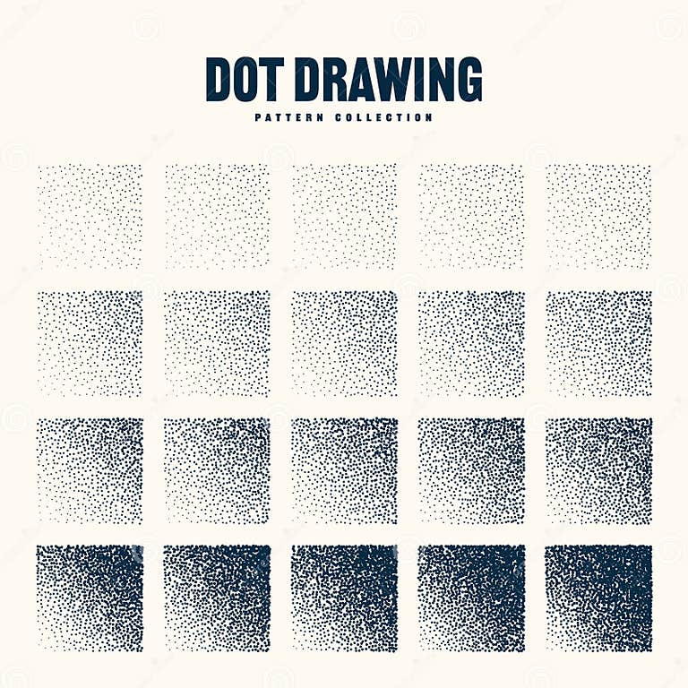 Square Shaped Dotted Objects, Vintage Stipple Elements. Stippling ...