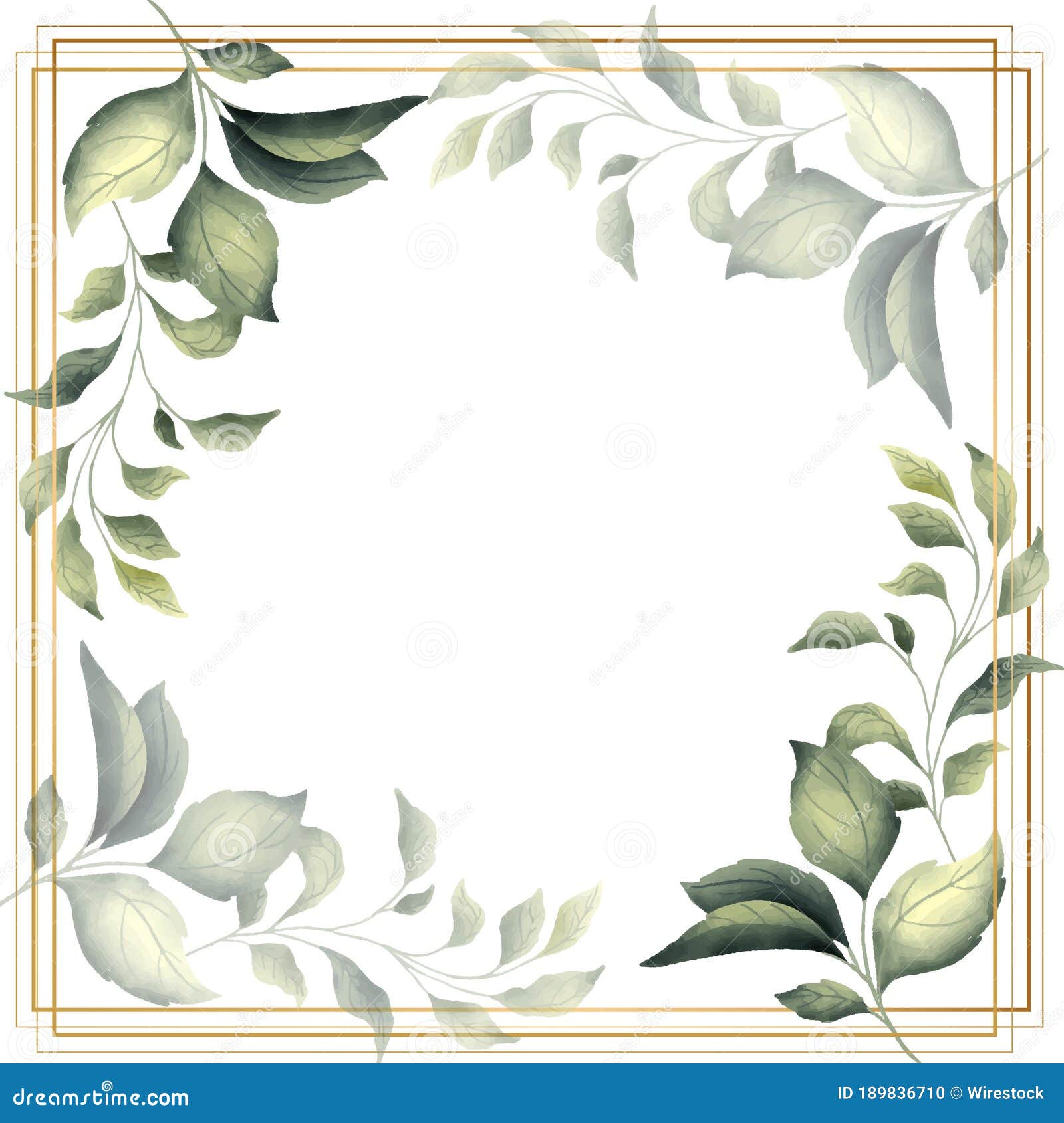 Square-shaped Graphic Illustration of Green Leaves on the Corners and ...