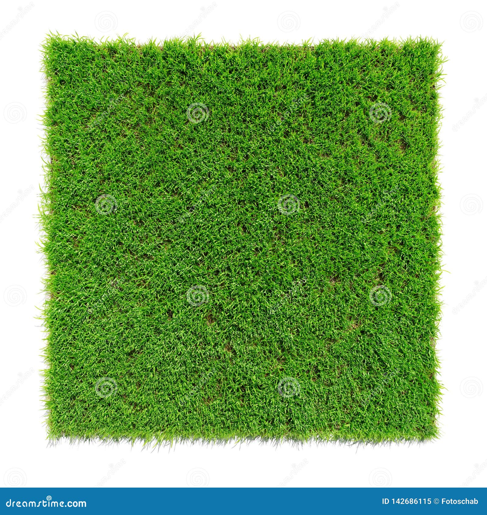 Square Shaped Green Grass Lawn, 3d Render Stock Illustration ...