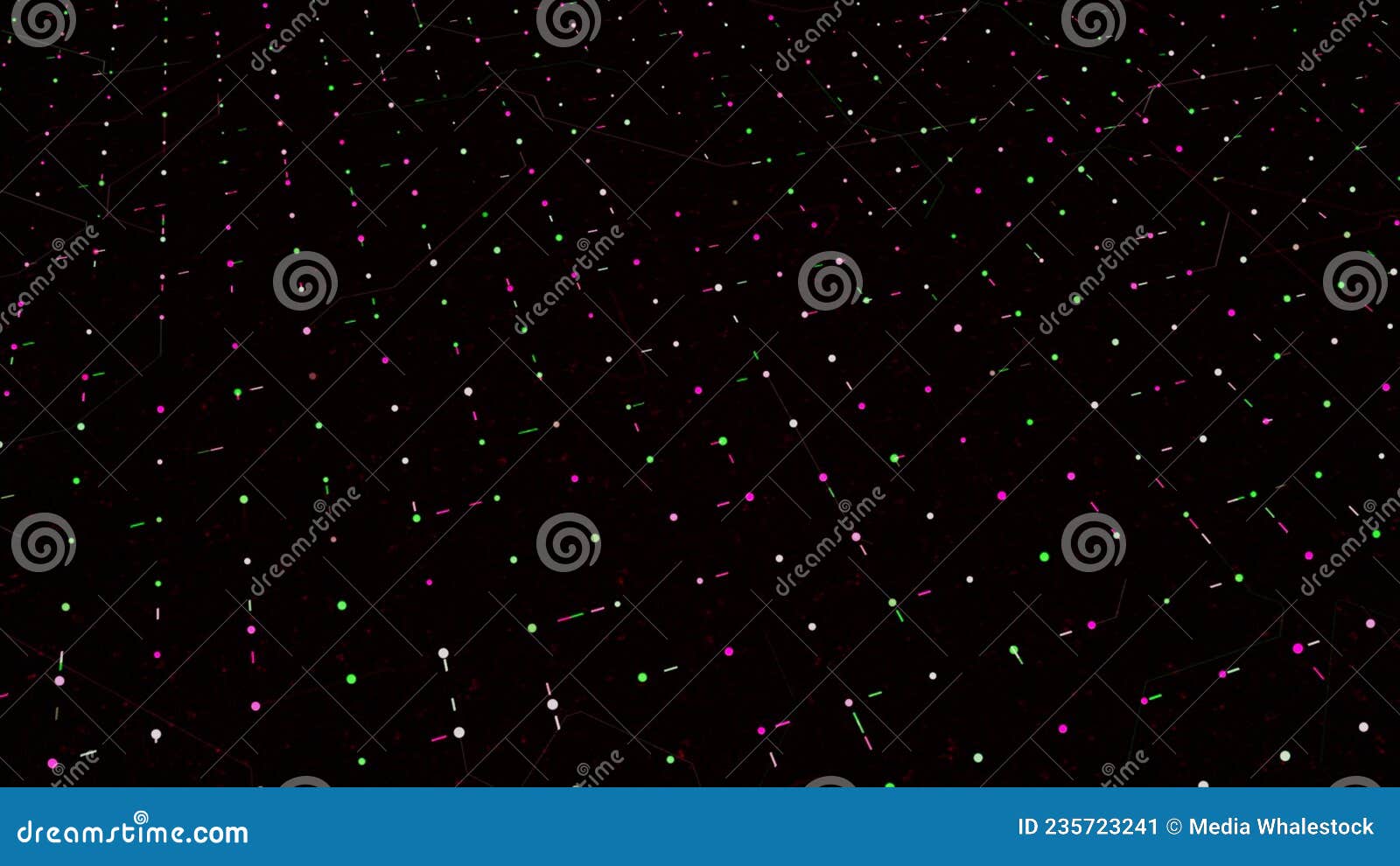 Square Shaped Grid with Running Tiny Particles on a Dark Background ...