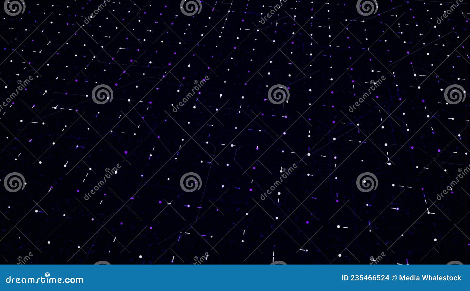 Square Shaped Grid with Running Tiny Particles on a Dark Background ...