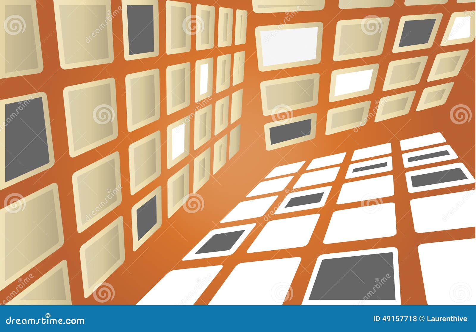 Square shapes on wall stock illustration. Illustration of reflection ...