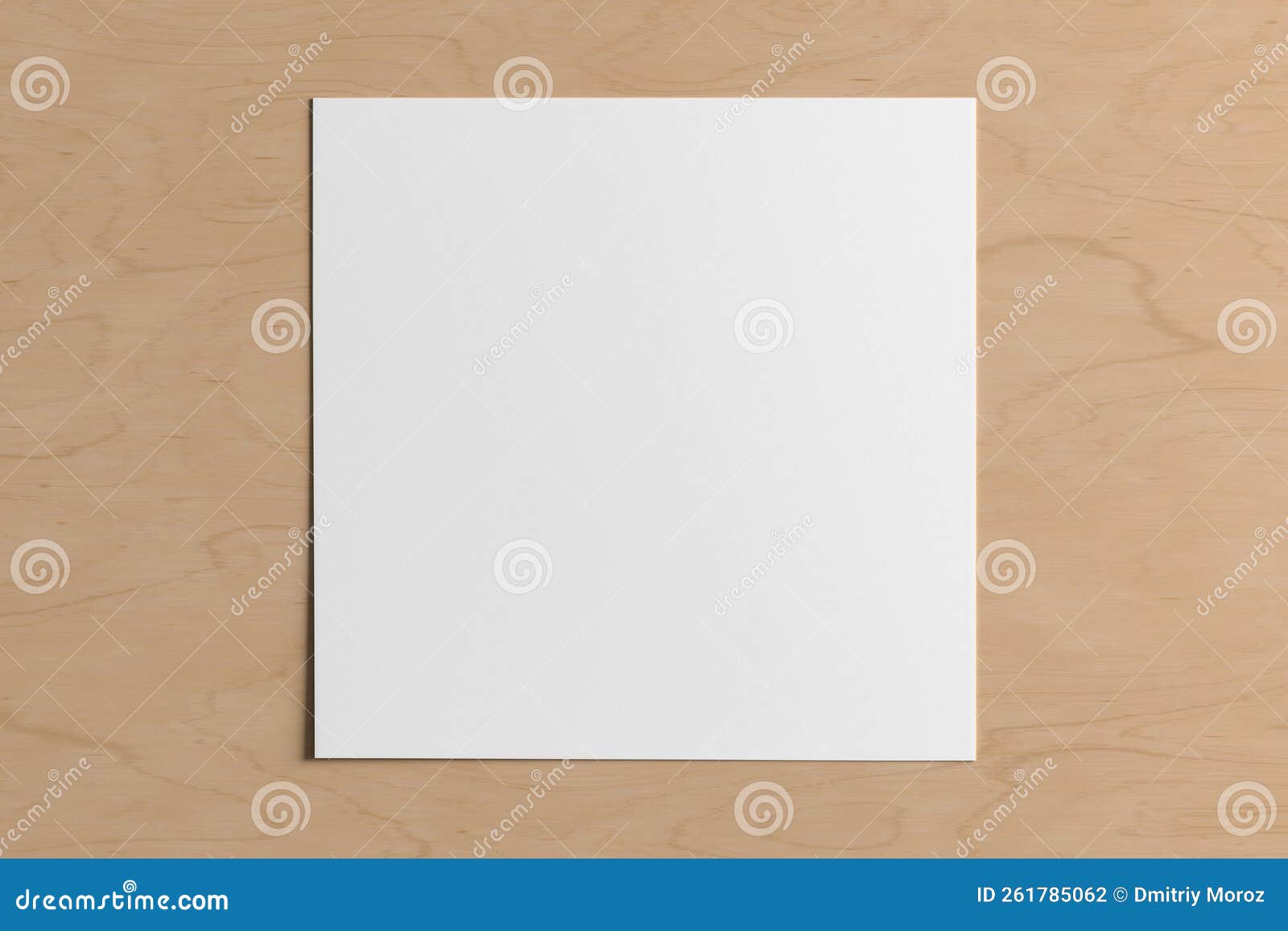 Square Sheet of Paper on the Wooden Table Stock Illustration ...