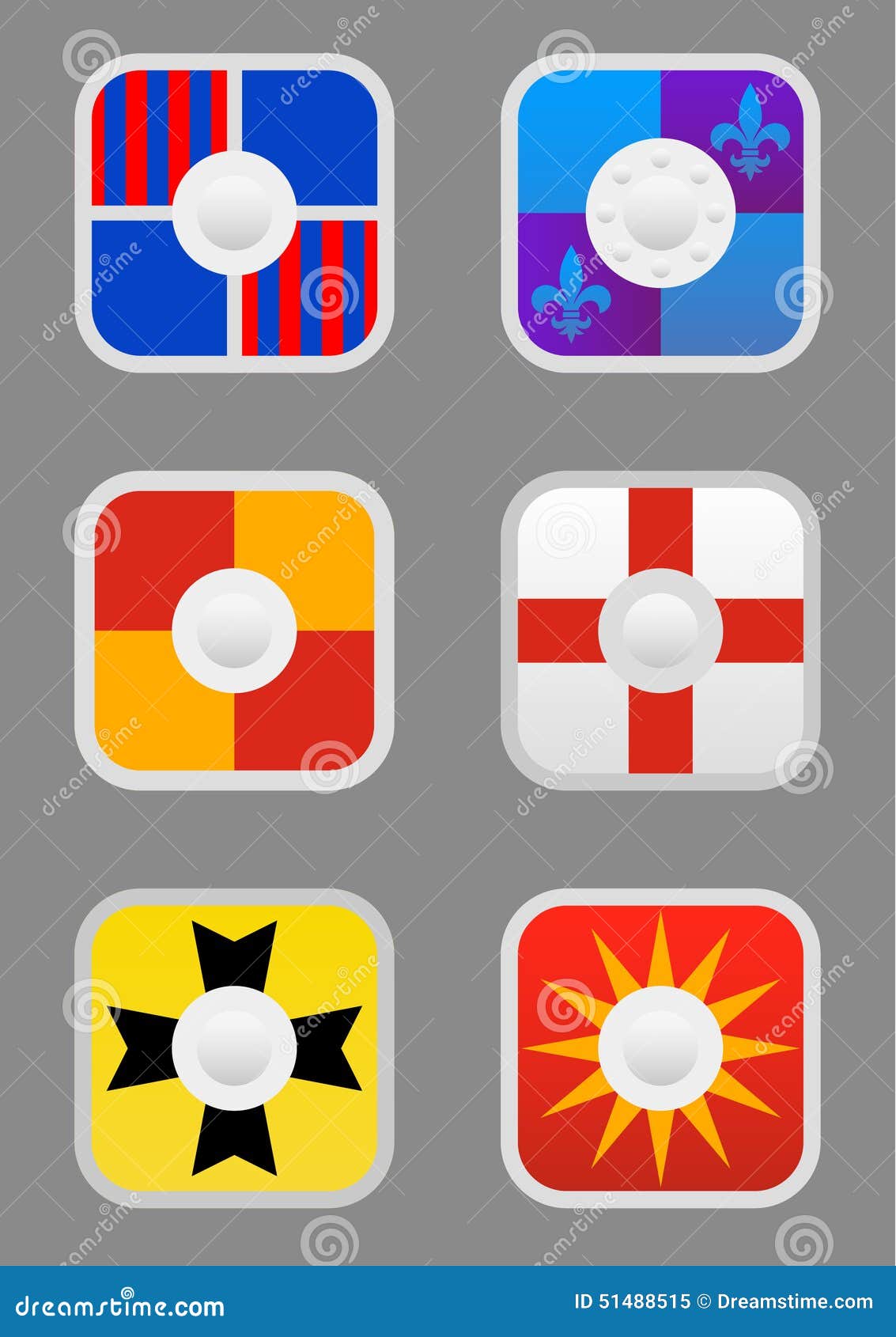 Square Shields Icons Set Stock Vector Illustration Of Flat 51488515