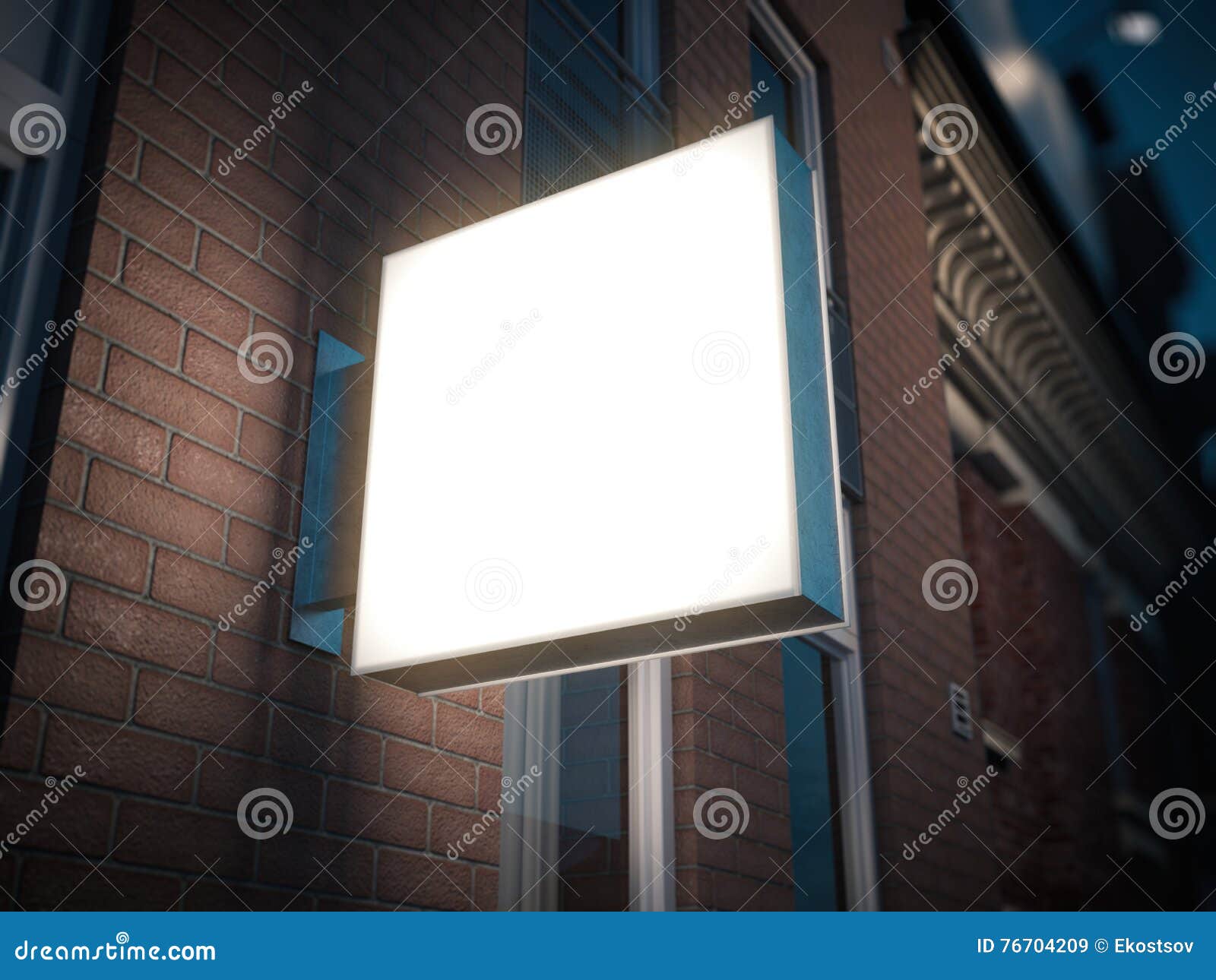 Square Signboard on the Building. 3d Rendering Stock Image - Image of ...