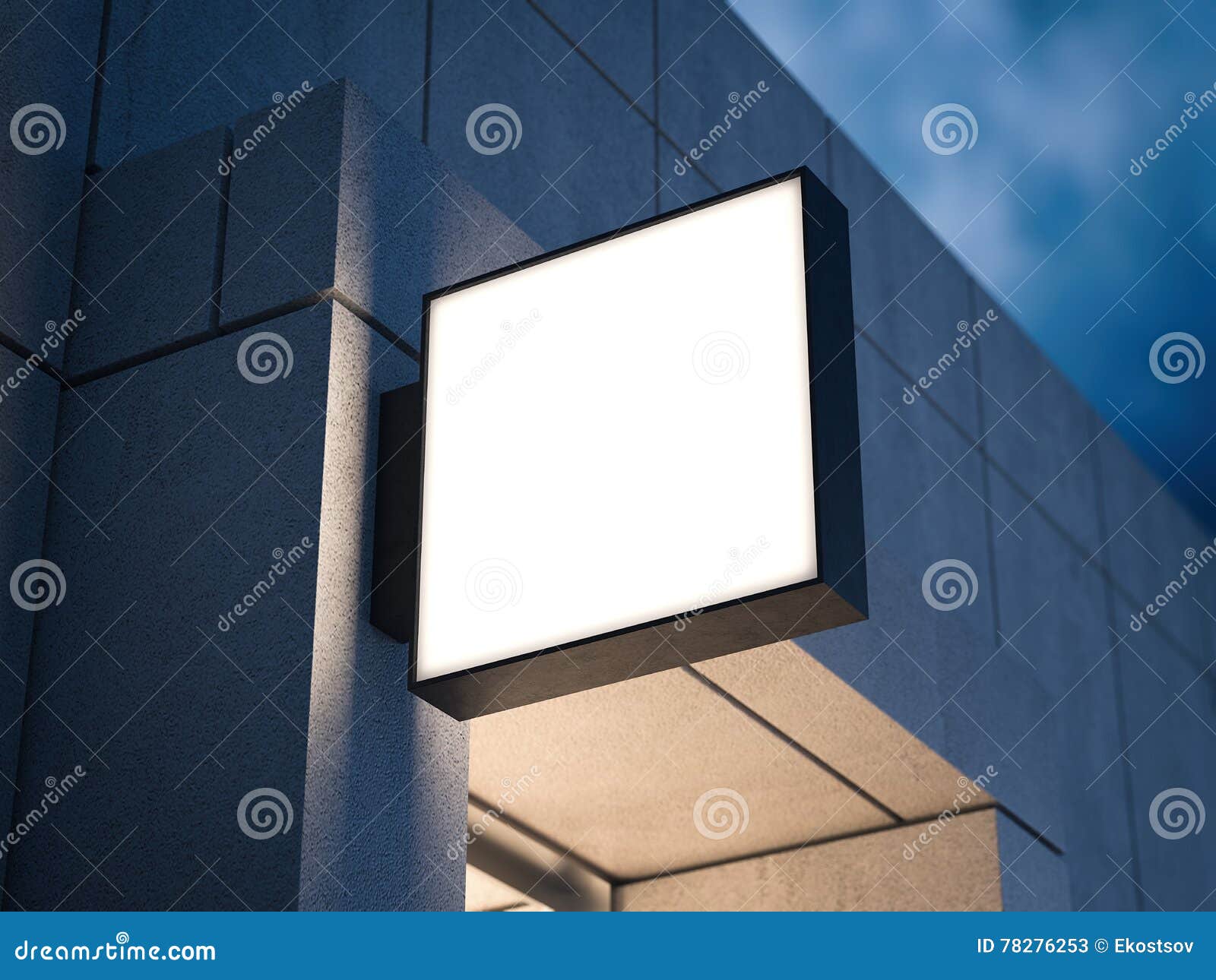 Square Signboard on the Concrete Building. 3d Rendering Stock Image ...