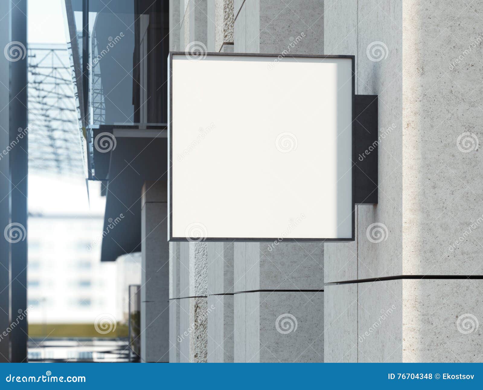 Square Signboard on a Office Building. 3d Rendering Stock Photo - Image ...