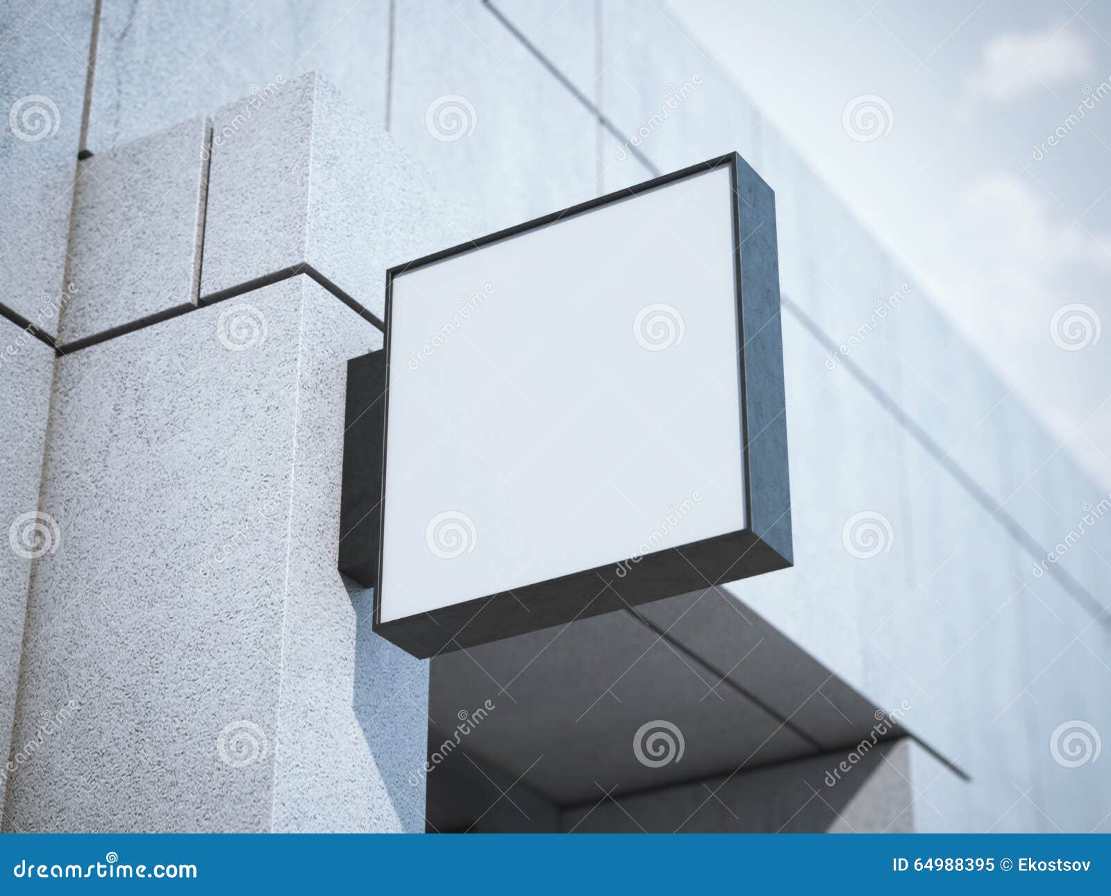 Square Signboard on the Office Building. 3d Rendering Stock Image ...