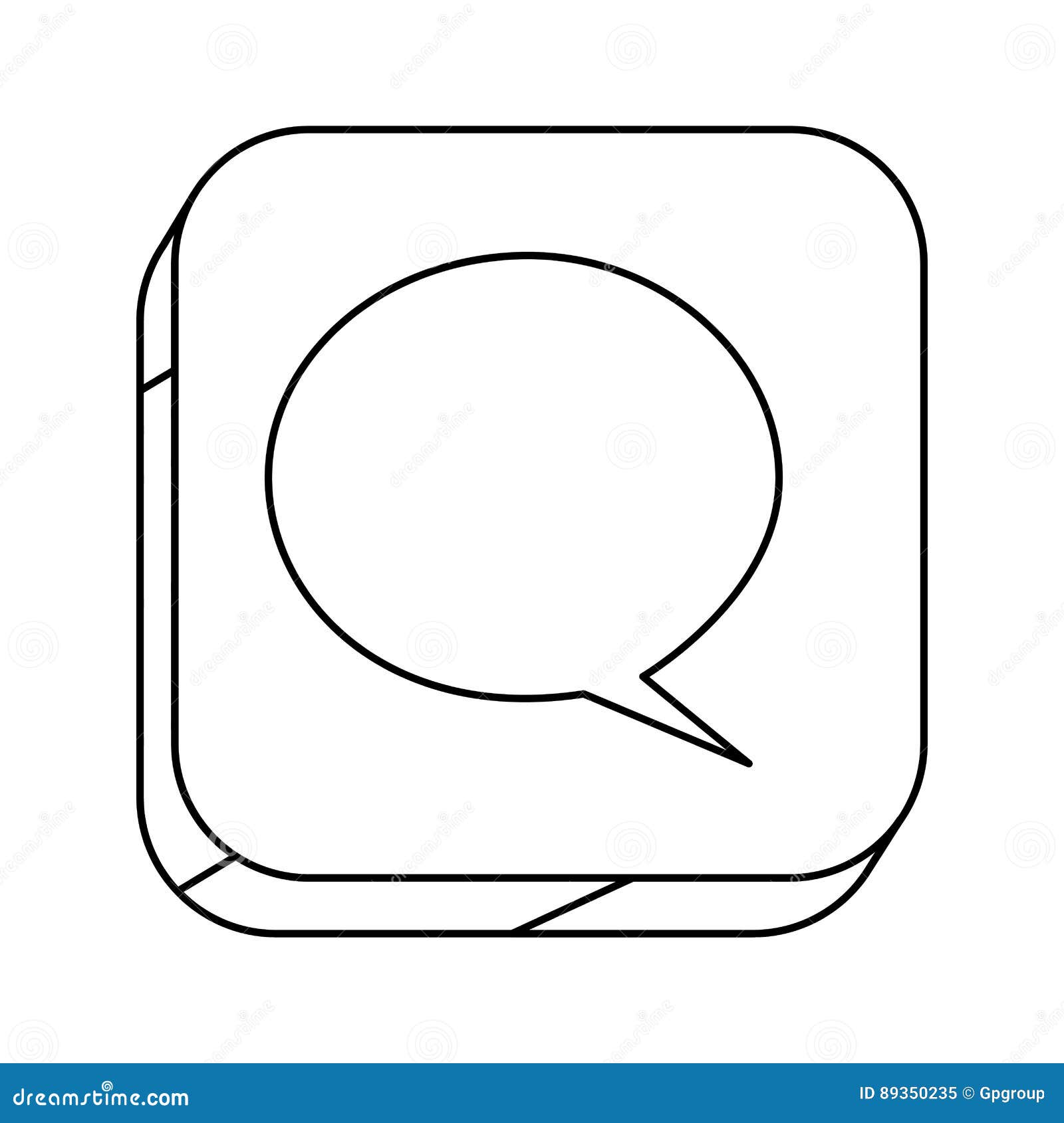 Square Silhouette Button with Contour Dialog Box Stock Illustration ...