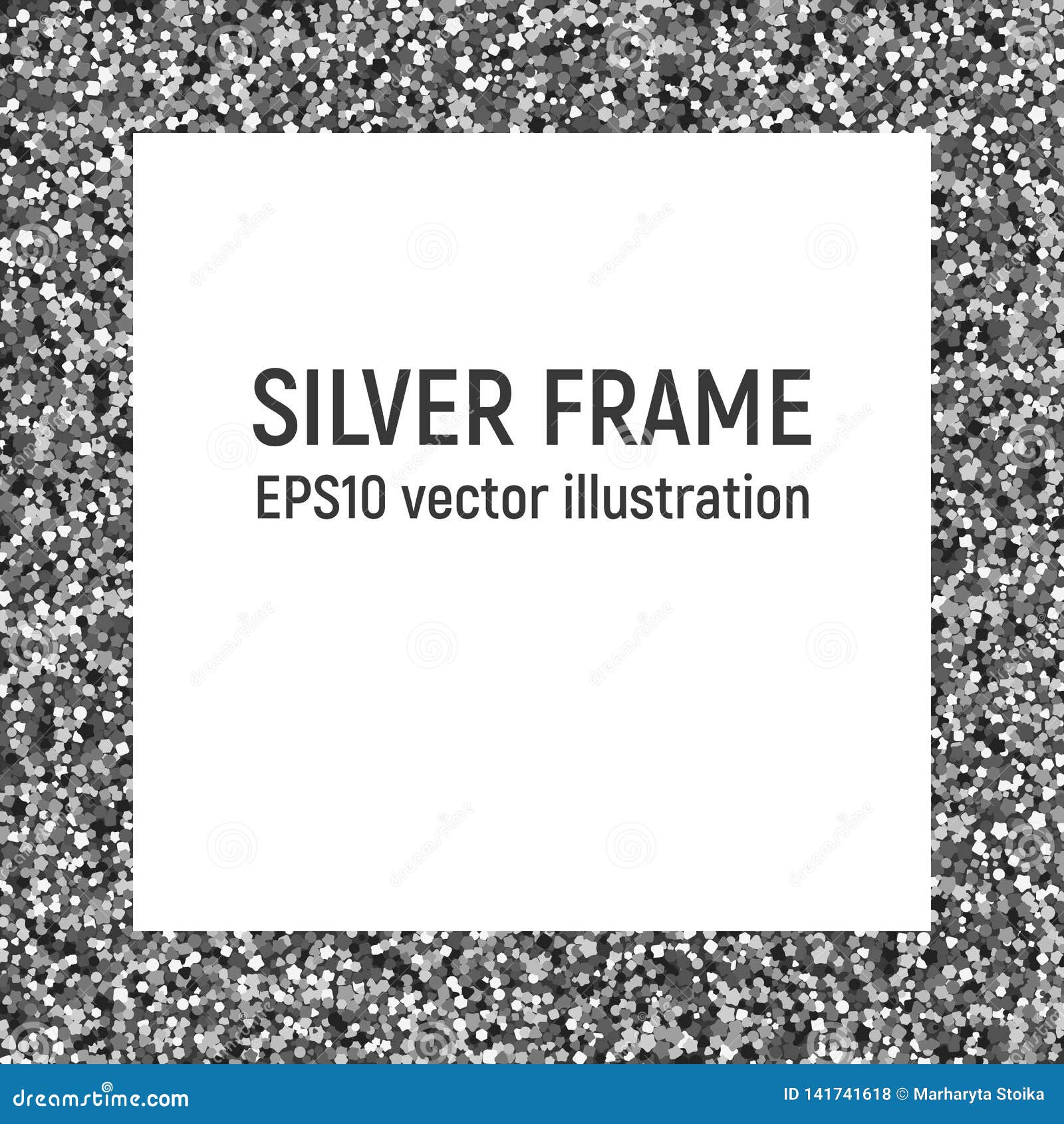 Square silver frame. stock vector. Illustration of design - 141741618