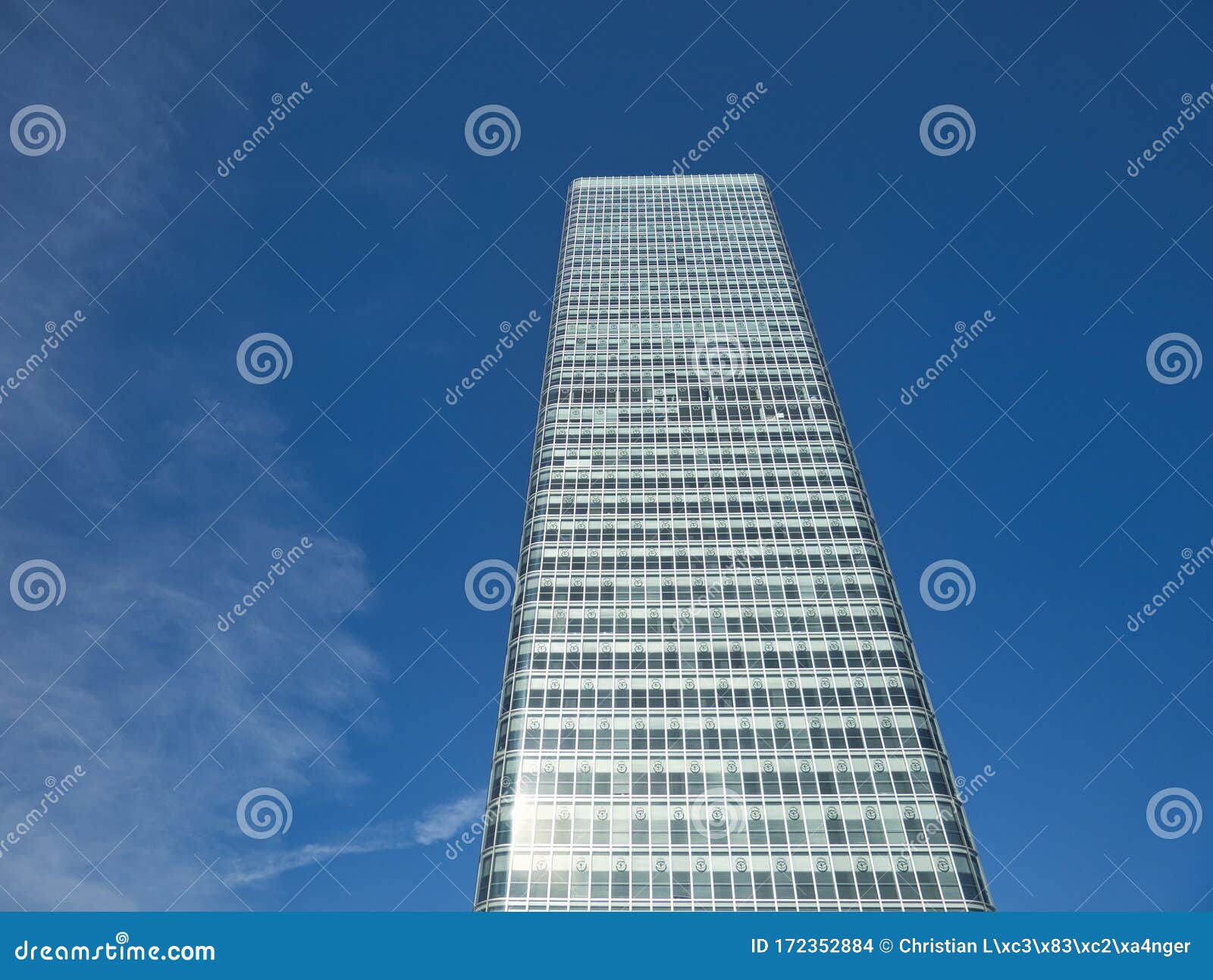 Square Skyscraper with Glass Facade Stock Photo - Image of glass ...