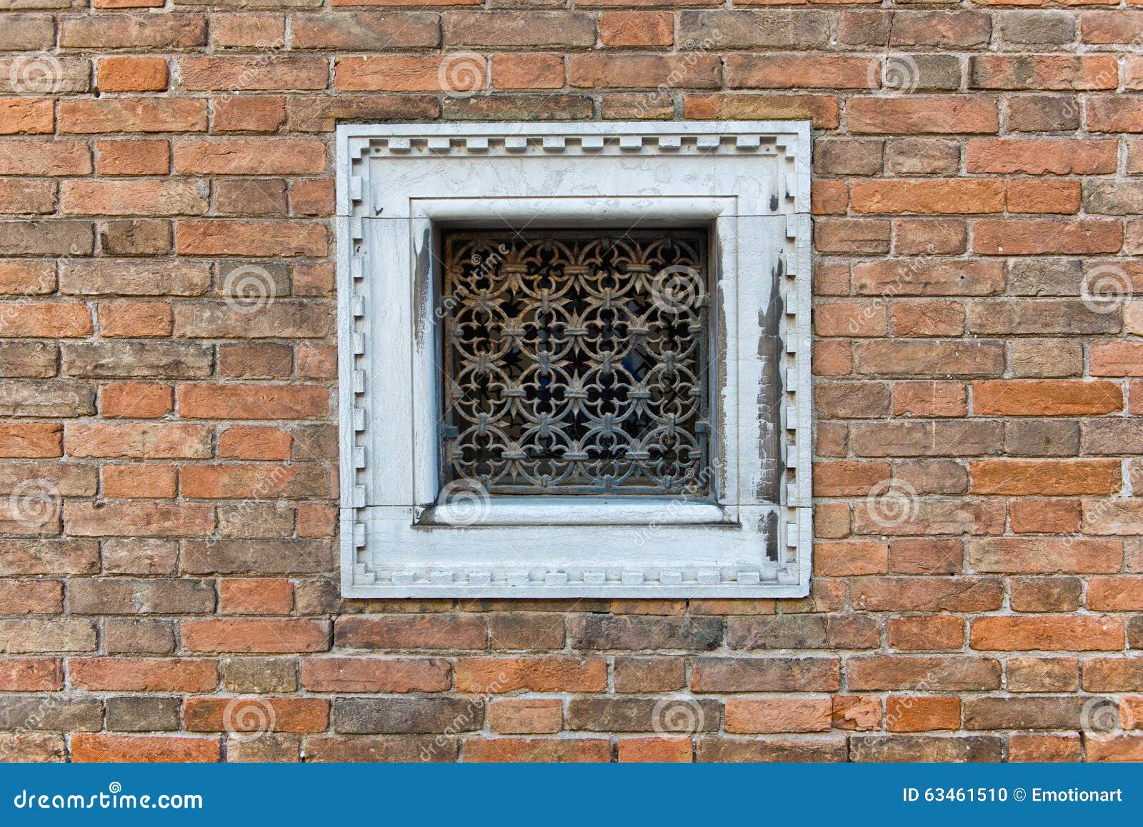 Square Small Window with White Frame on Brick Wall Stock Photo - Image ...