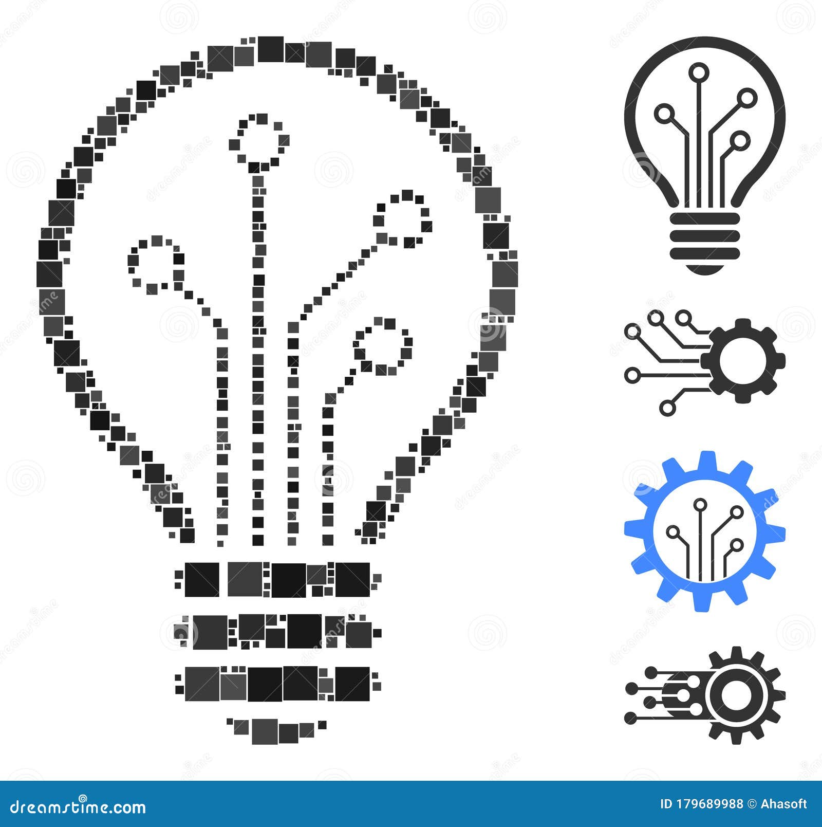 Square Smart Bulb Icon Vector Mosaic Stock Vector - Illustration of ...