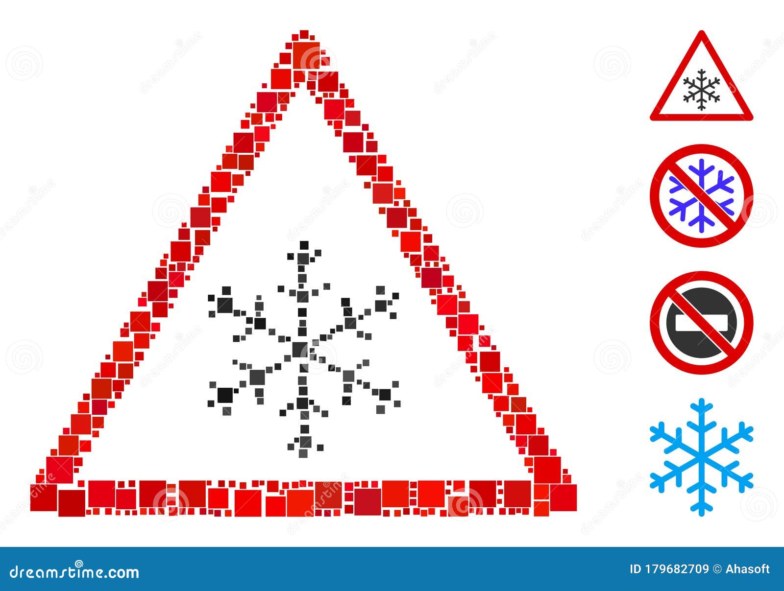 Square Snow Warning Icon Vector Mosaic Stock Vector - Illustration of ...