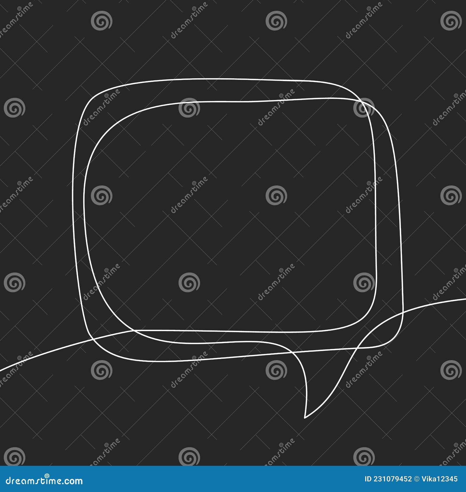 Square Speech Bubble Continuous One Line Drawing Doodle Style, Graphics ...