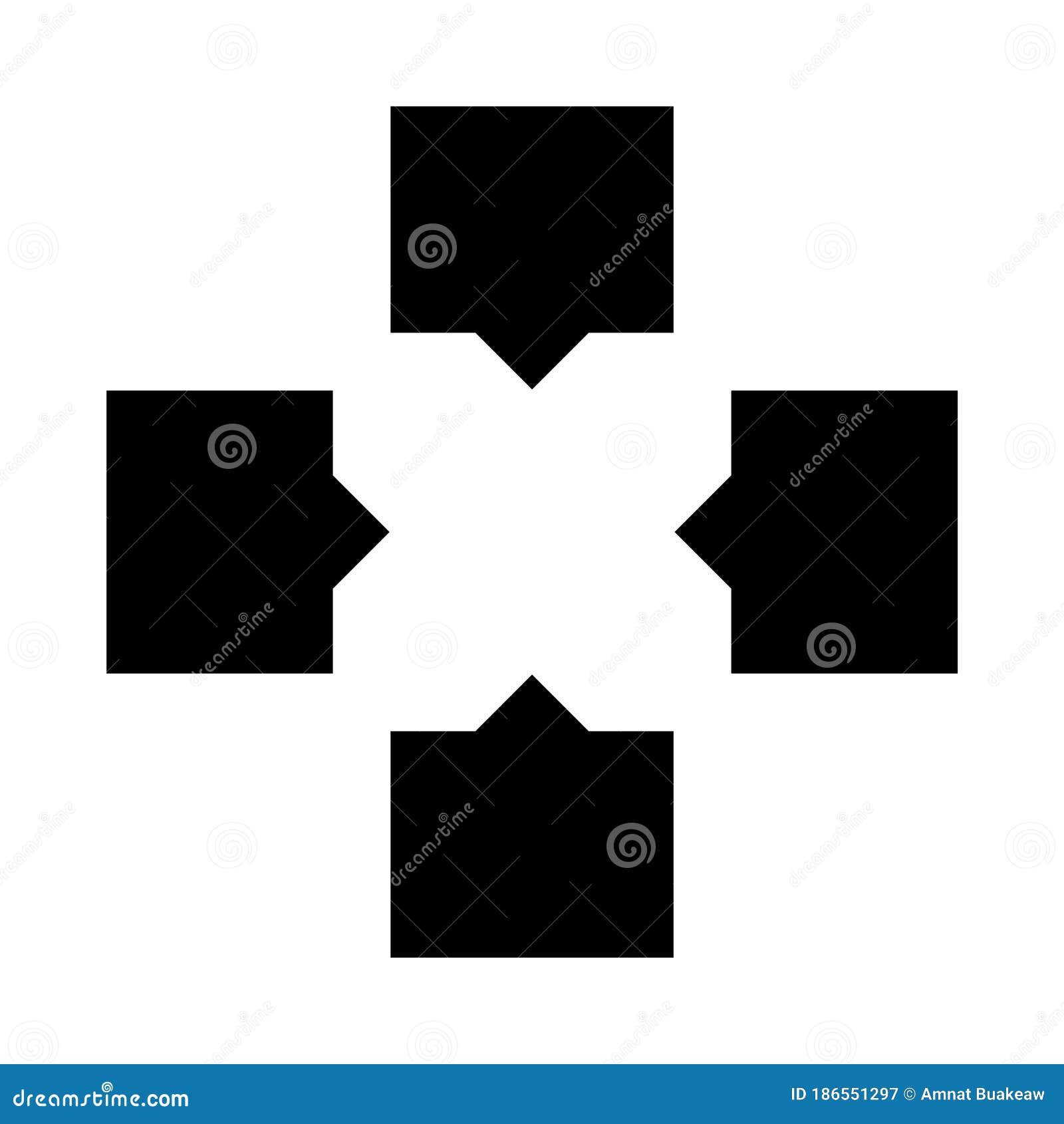 Square Speech Bubble for Mini Icon Isolated on White, Black Square ...