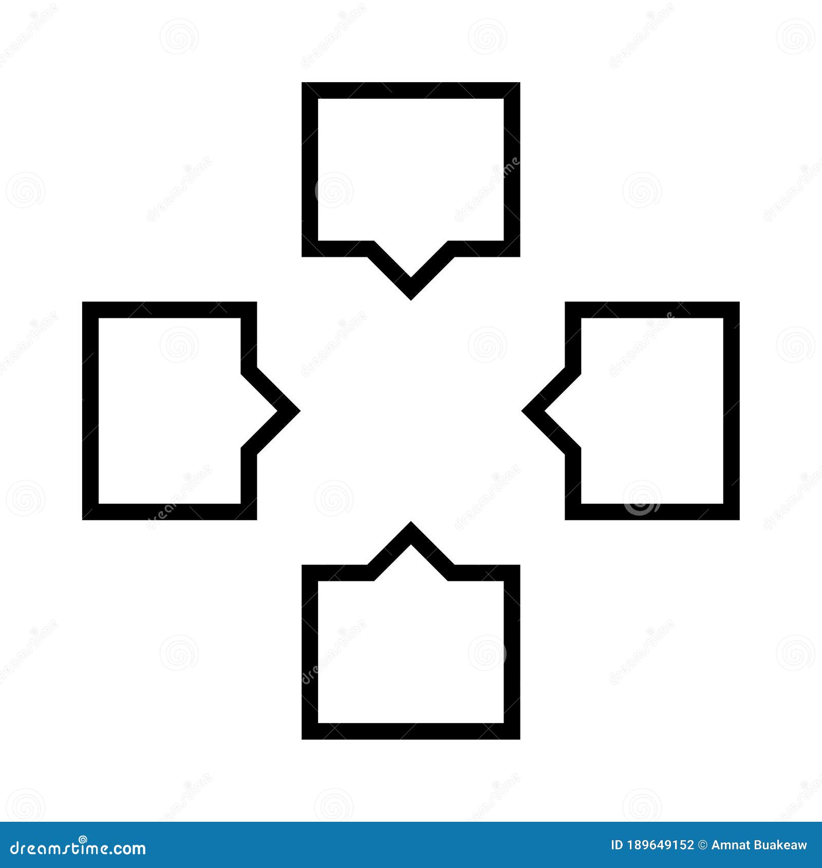 Square Speech Bubble for Mini Icon Isolated on White, Black Square ...