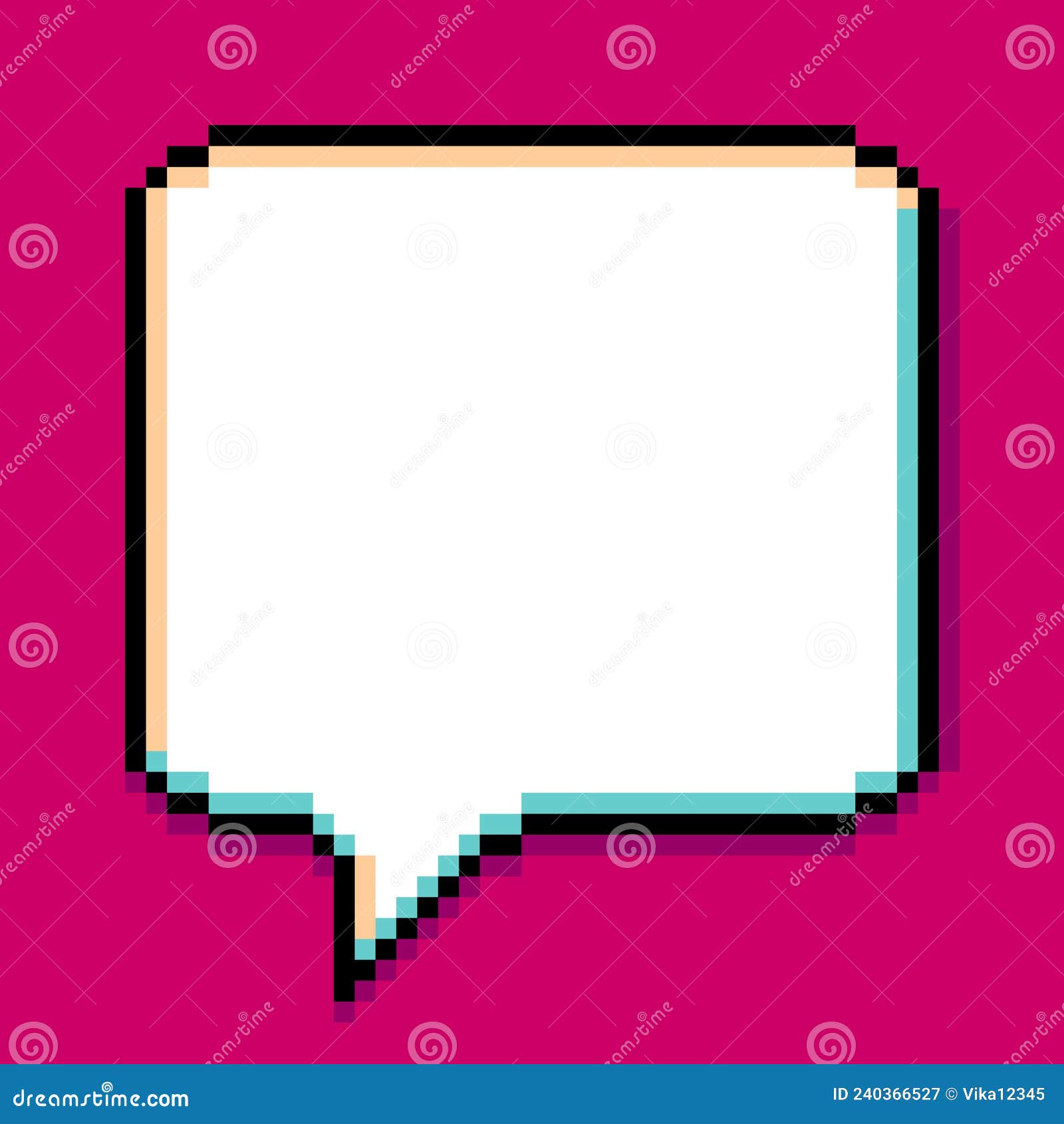 Square Speech Bubble Pixel Art Doodle Style Blank Text Box on Bright ...