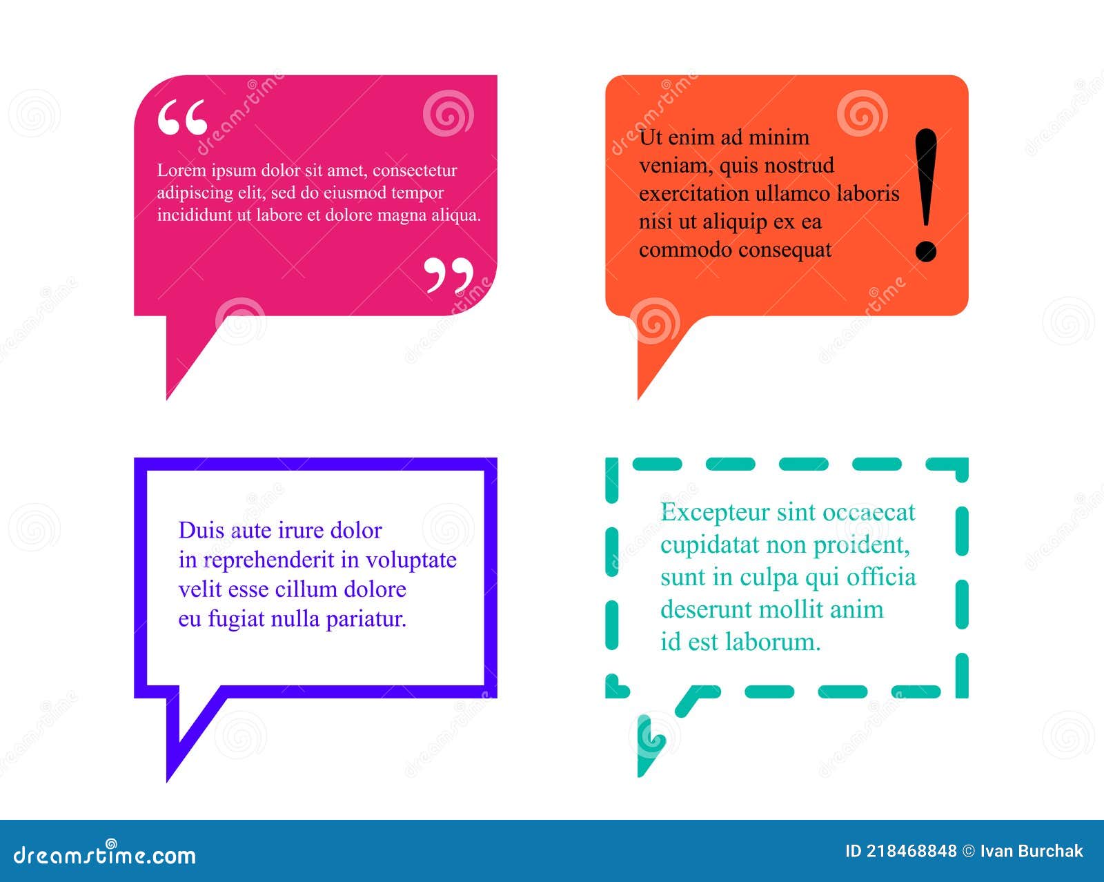 Square Speech Bubble Vector Set Stock Vector - Illustration of speak ...