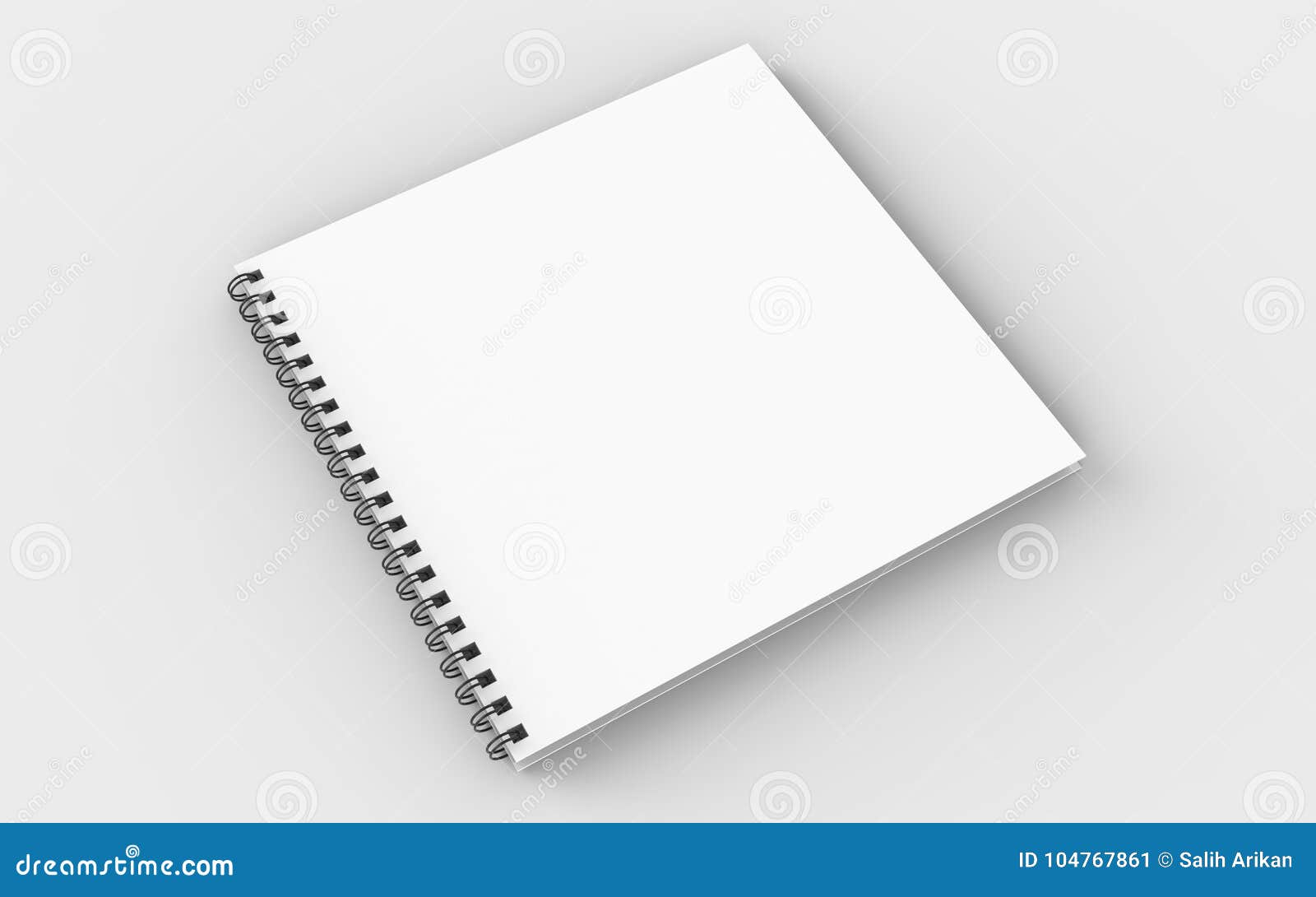 Square Spiral Binding Notebook Mock Up Isolated on Soft Gray Background ...