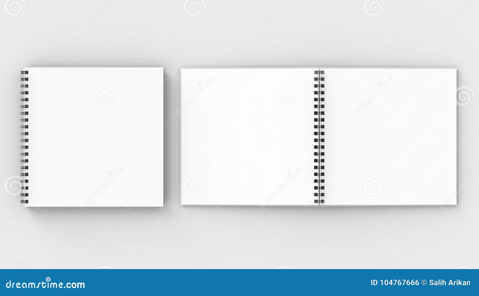 Square Spiral Binding Notebook Mock Up Isolated On Soft Gray Background ...