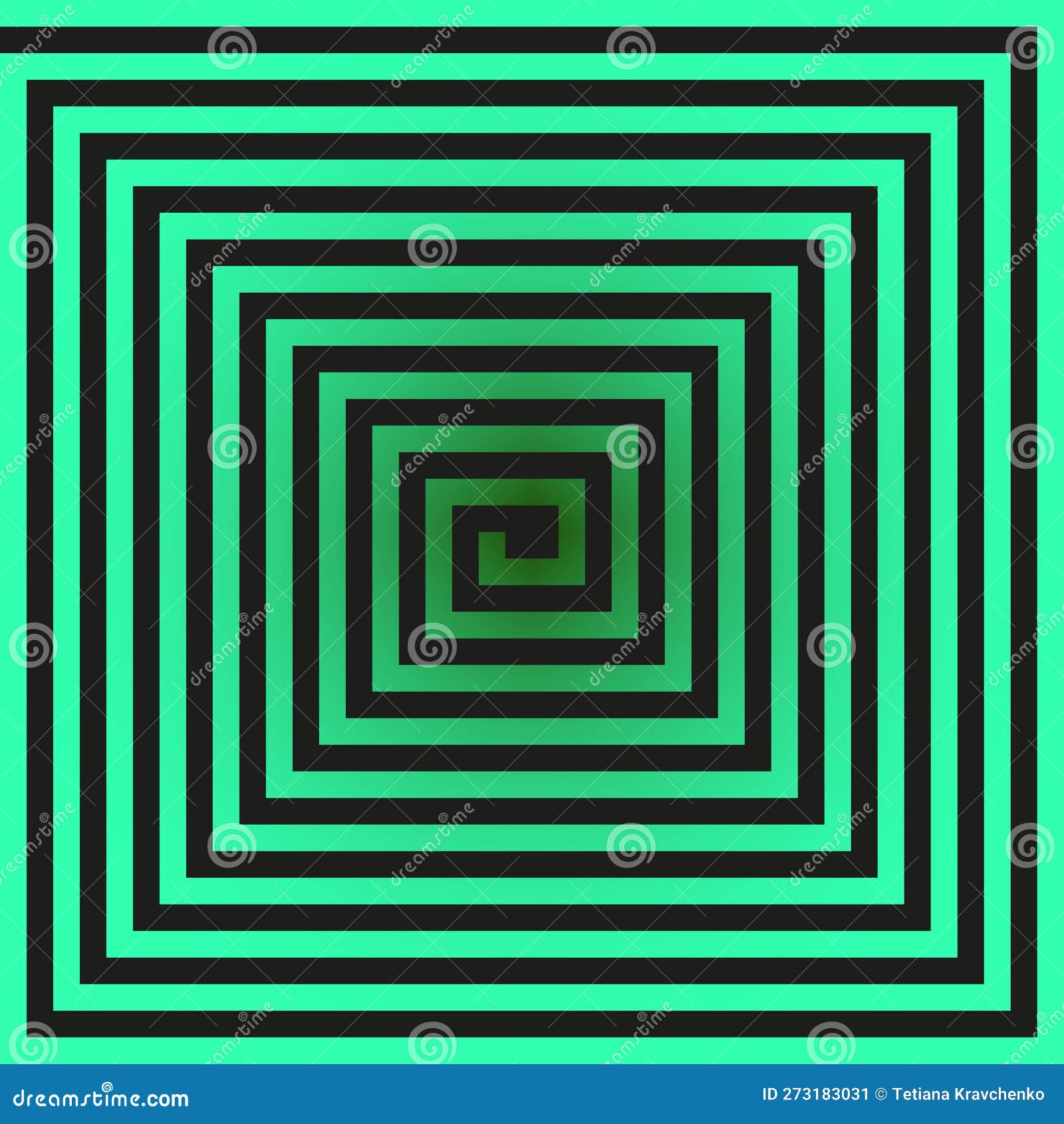 Square Spiral Green Background. Space Background.Tile Design. Vector ...