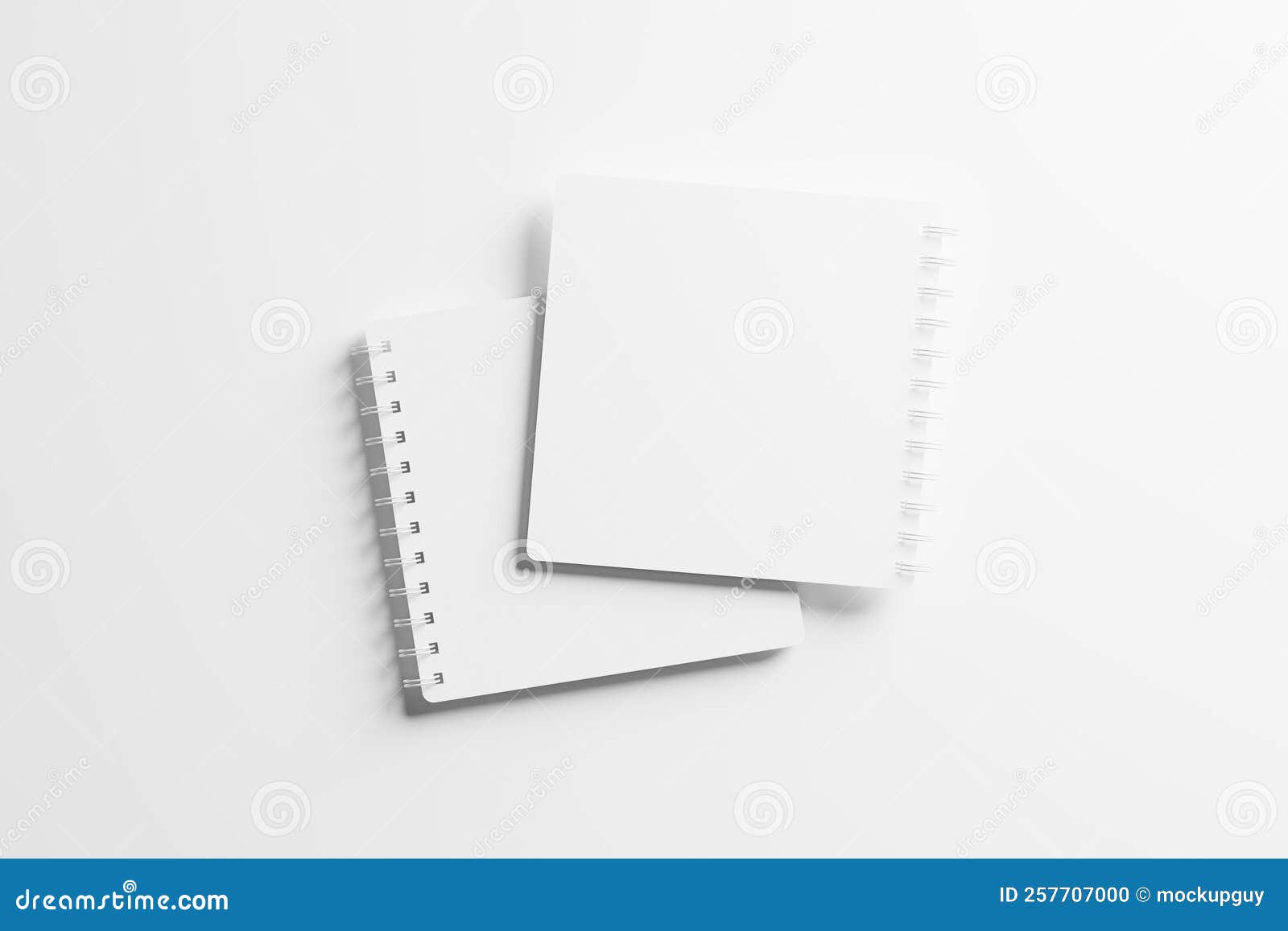 Square Spiral Notebook 3D Rendering White Blank Mockup Stock ...