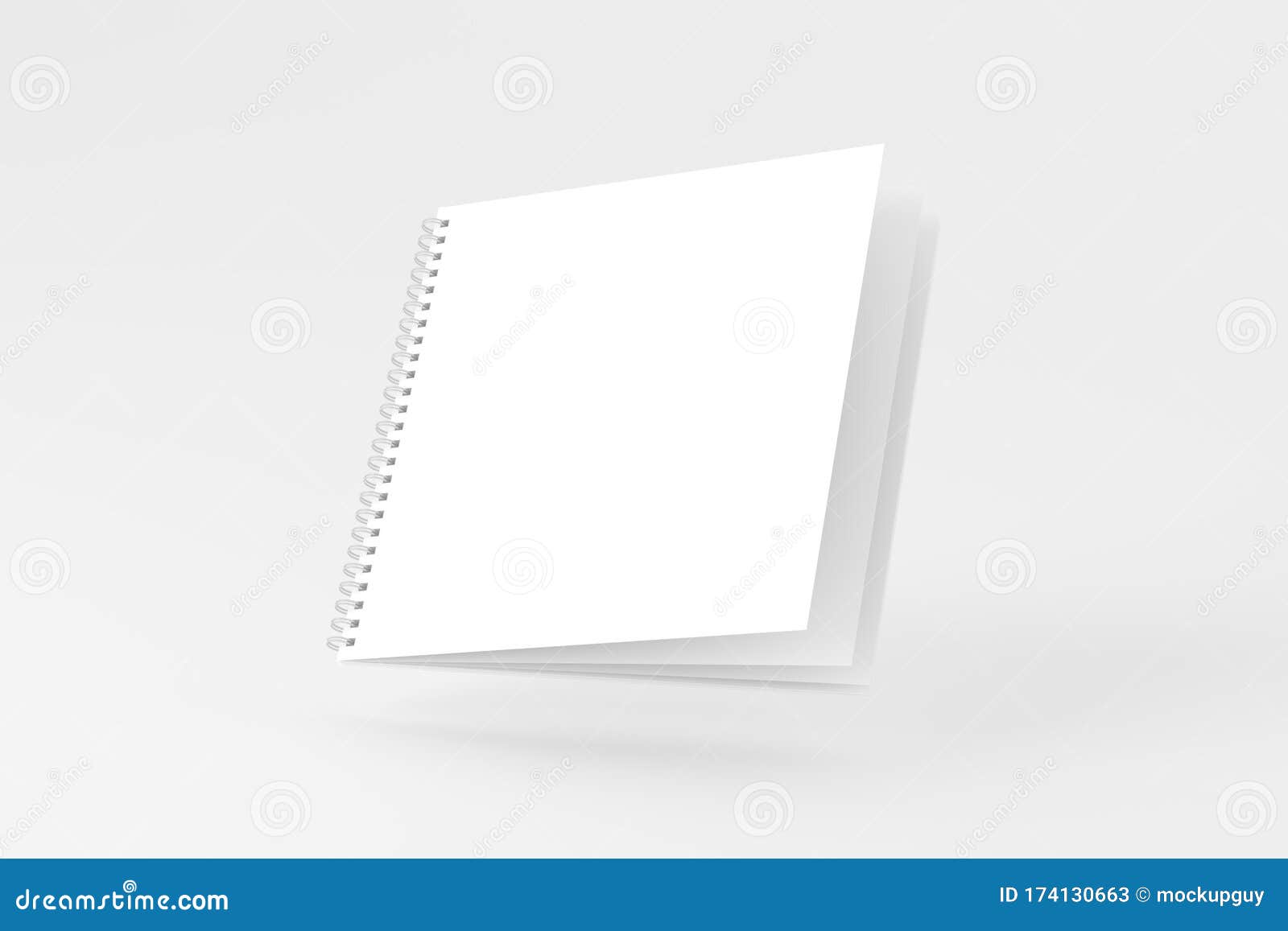 Square Spiral Notebook Notepad White Blank 3D Rendering Mockup Stock ...