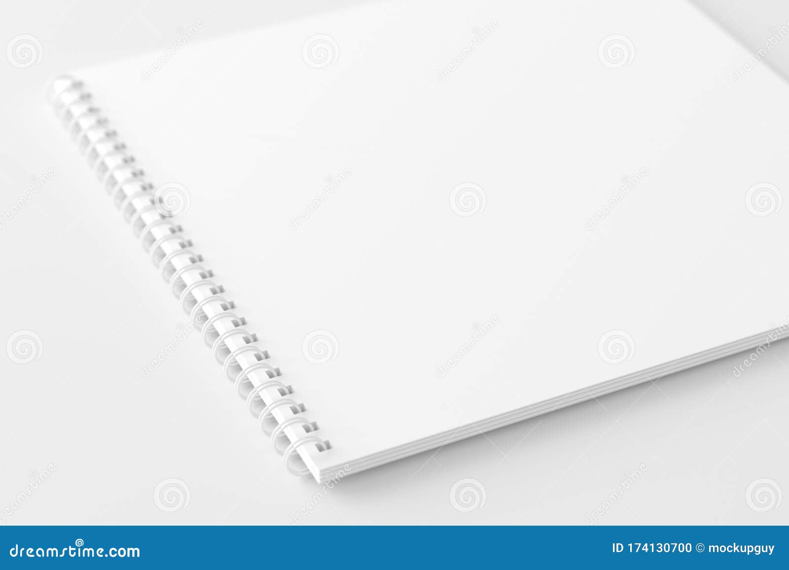 Square Spiral Notebook Notepad White Blank 3D Rendering Mockup Stock ...