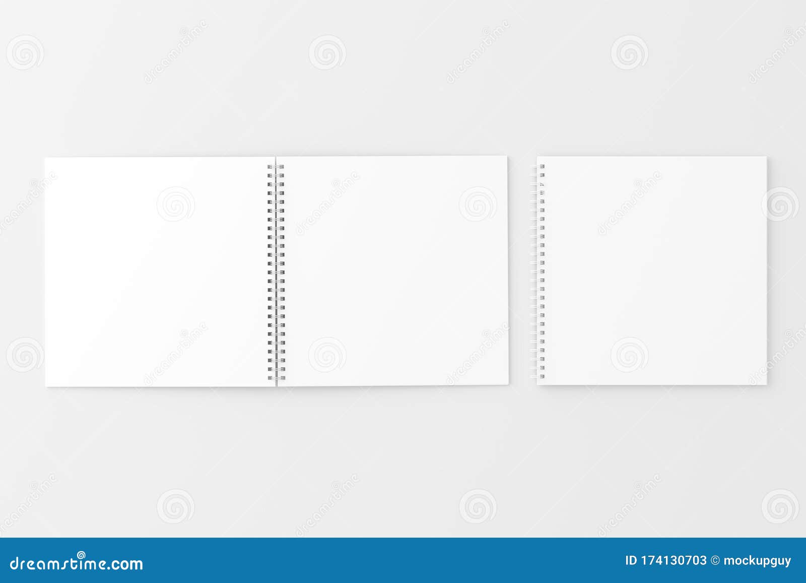 Square Spiral Notebook Notepad White Blank 3D Rendering Mockup Stock ...