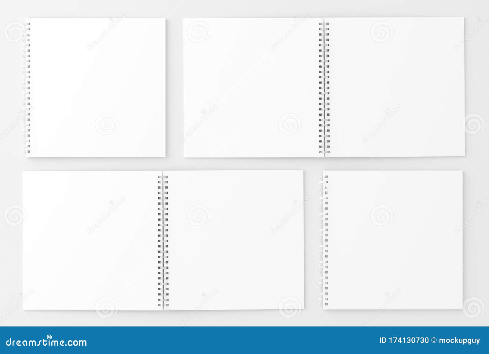Square Spiral Notebook Notepad White Blank 3D Rendering Mockup Stock ...