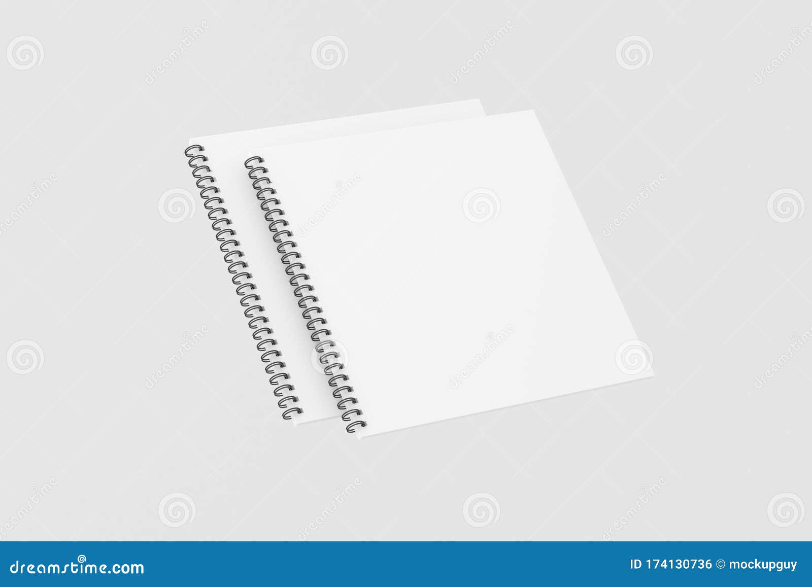 Square Spiral Notebook Notepad White Blank 3D Rendering Mockup Stock ...
